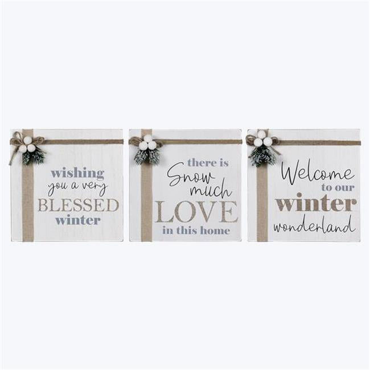 Youngs 92345 Wood White Winter Snow Box Signs, Assorted Color - 3 Piece ...