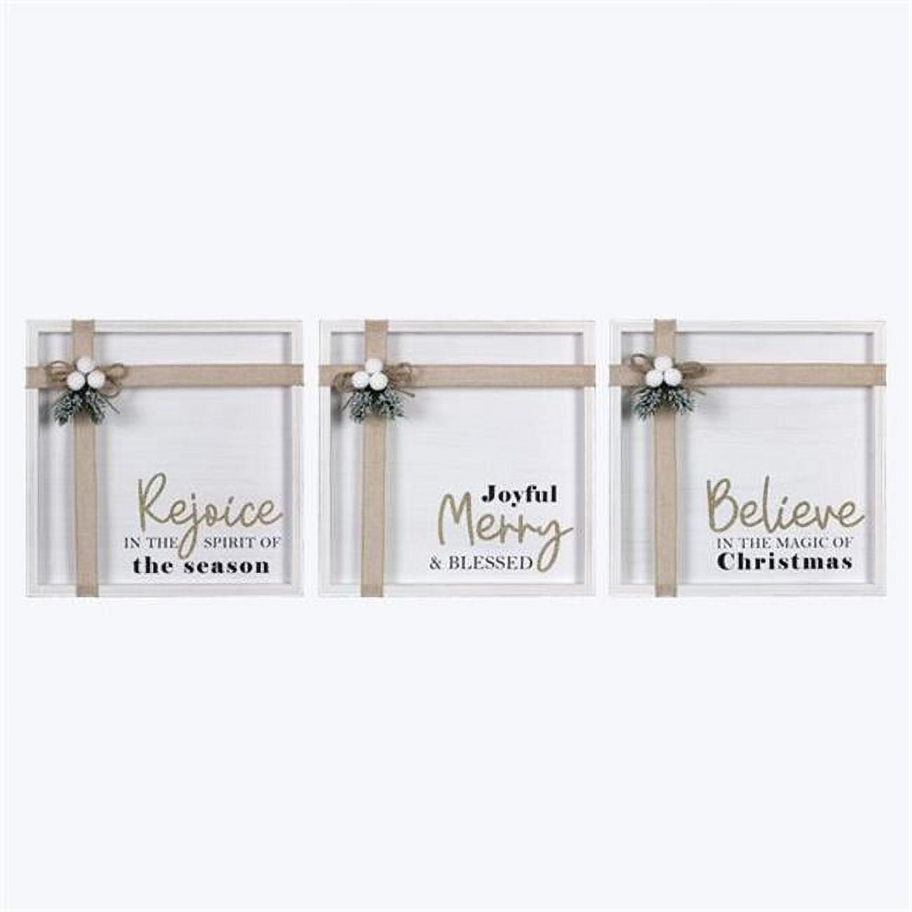 Youngs 92358 Wood Framed White Winter Snow Box Signs, Assorted Color ...