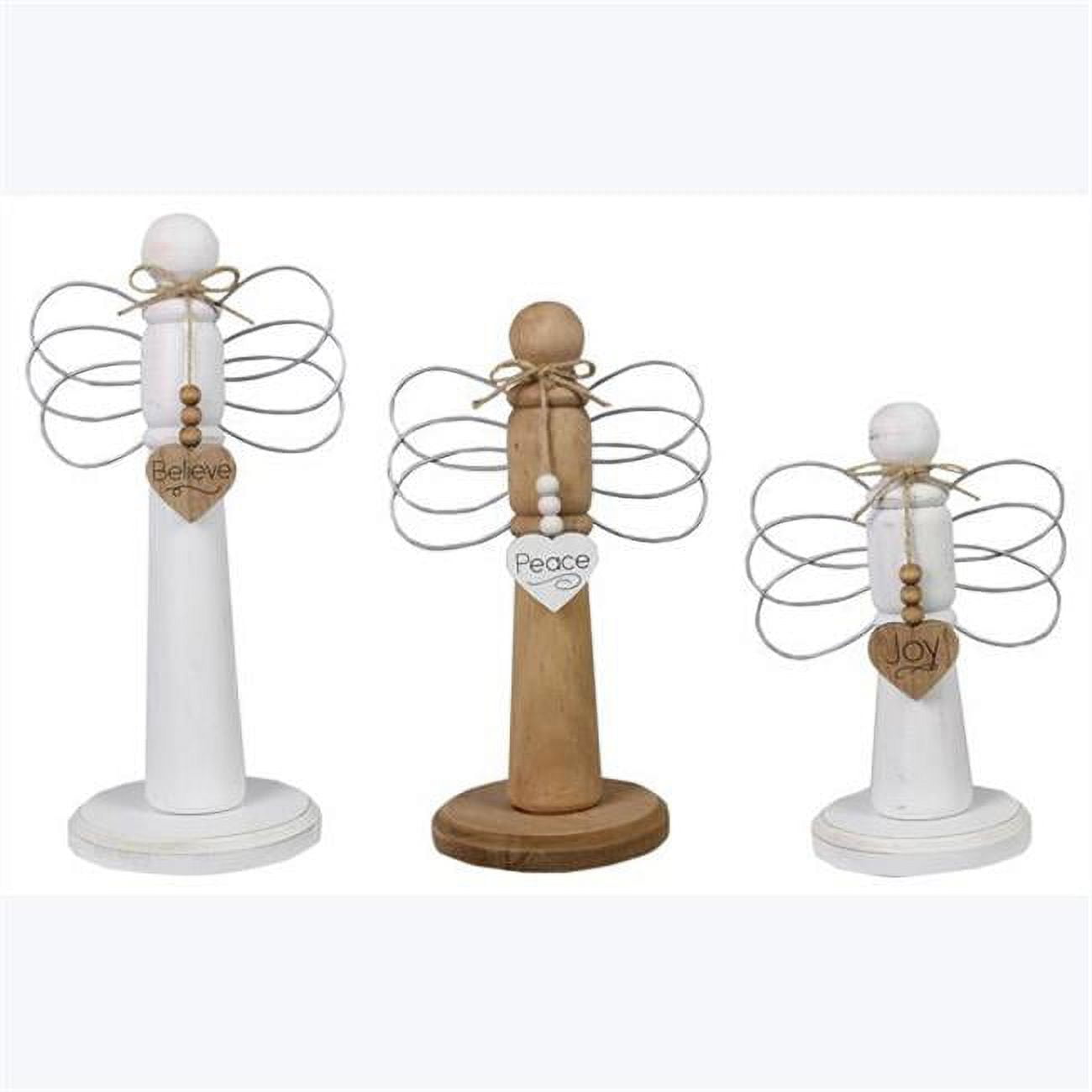 Youngs 92387 Wood Modern Farmhouse Angels with Wire Wings Set - 3 Piece ...