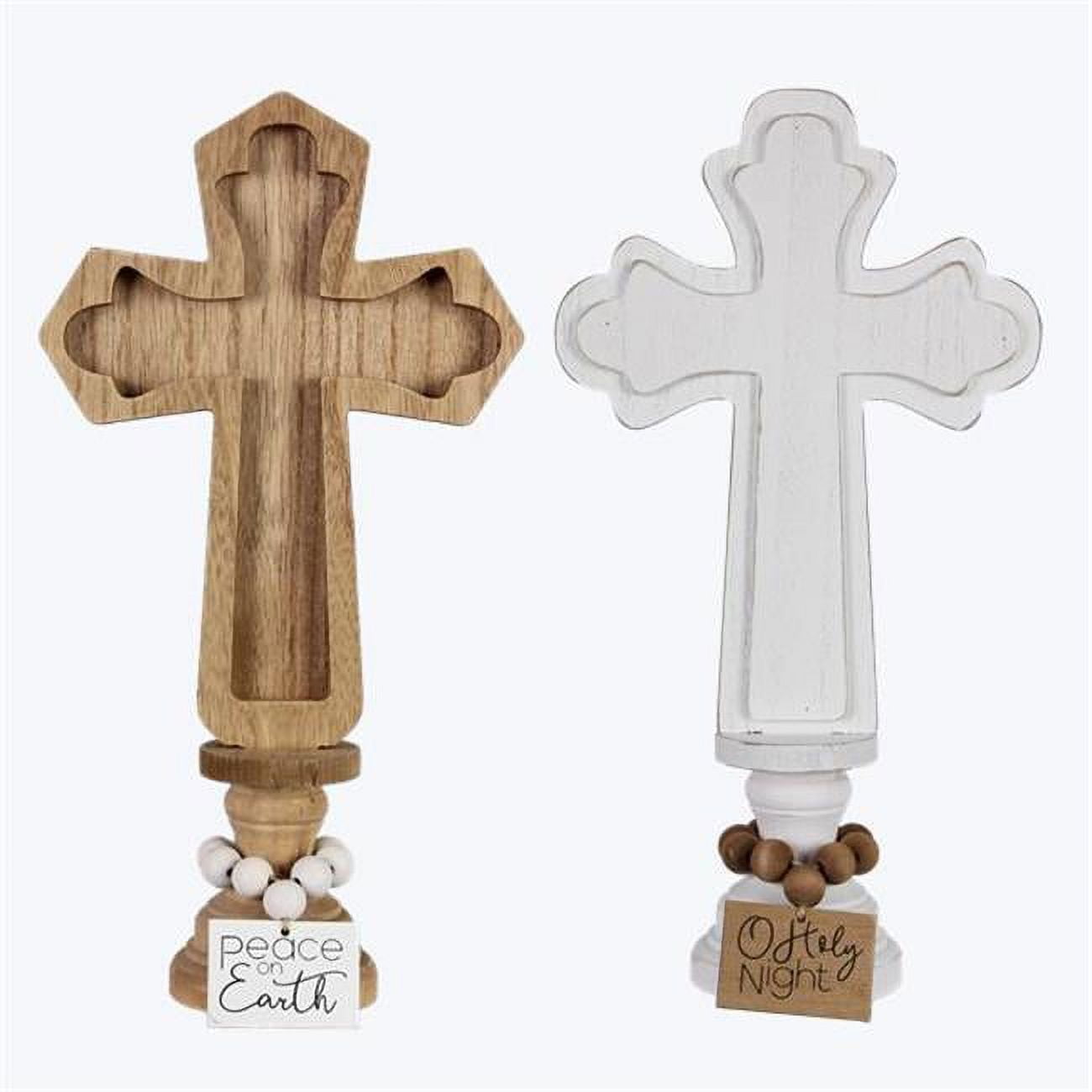 Youngs 92391 Wood Modern Farmhouse Pedestal Cross, Assorted Color - 2 ...