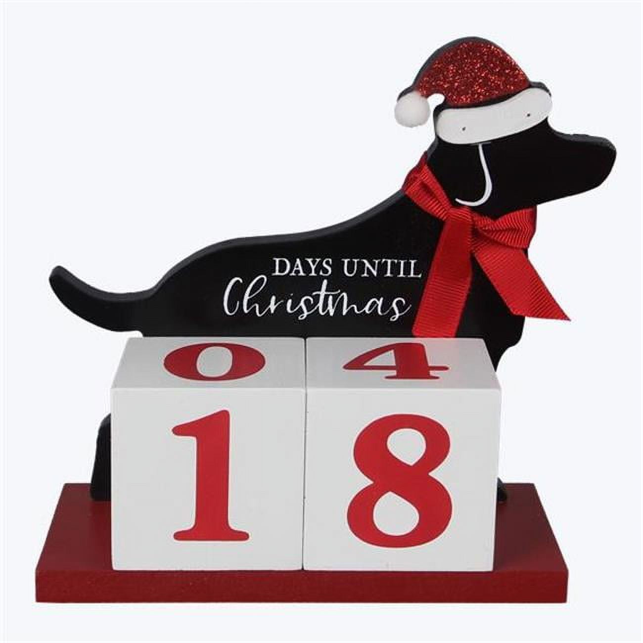 Youngs 92577 Wood Tabletop Christmas Count Down Calendar, Dog with ...