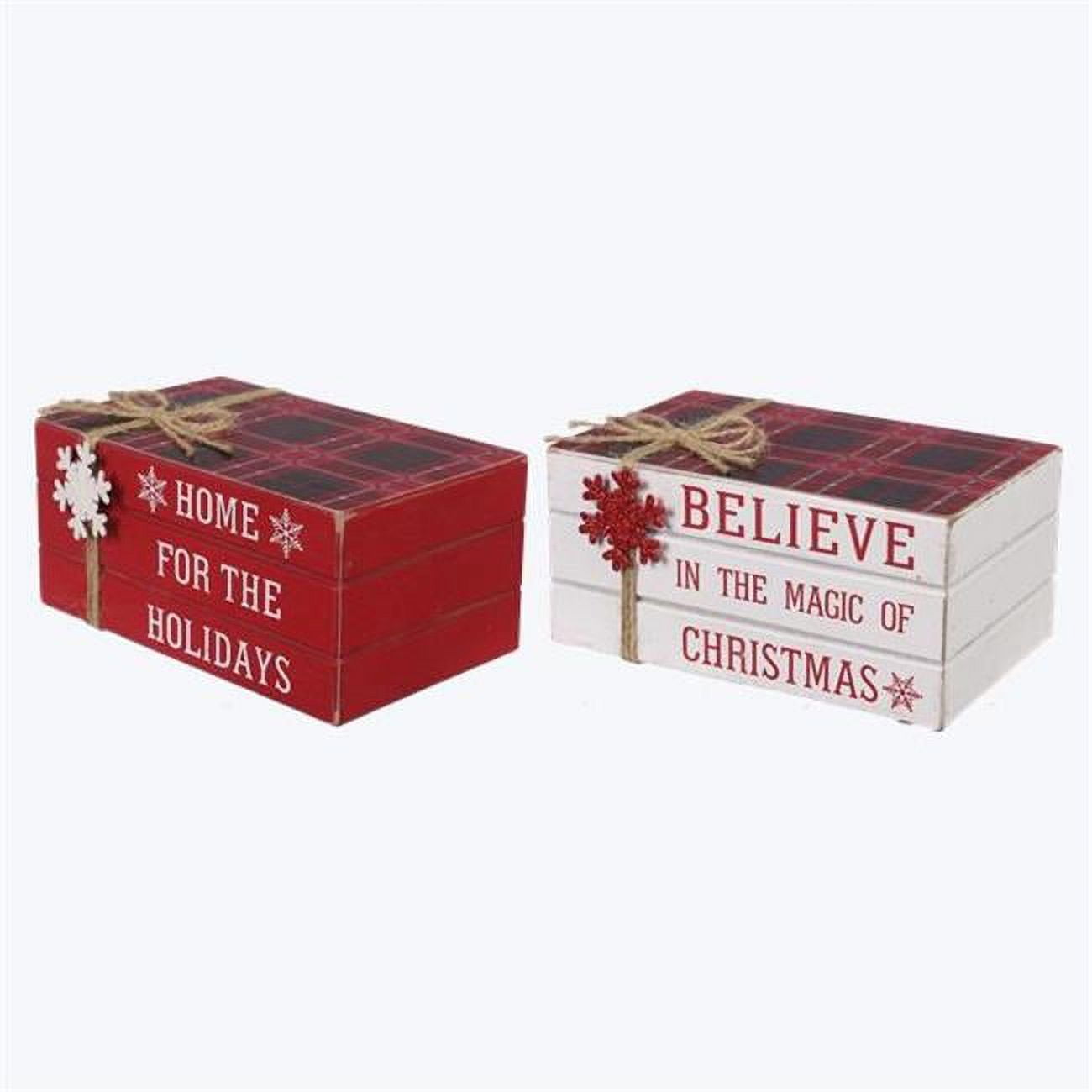 Youngs 92687 Wood Book Shaped Table Top Faux Christmas Box Sign ...