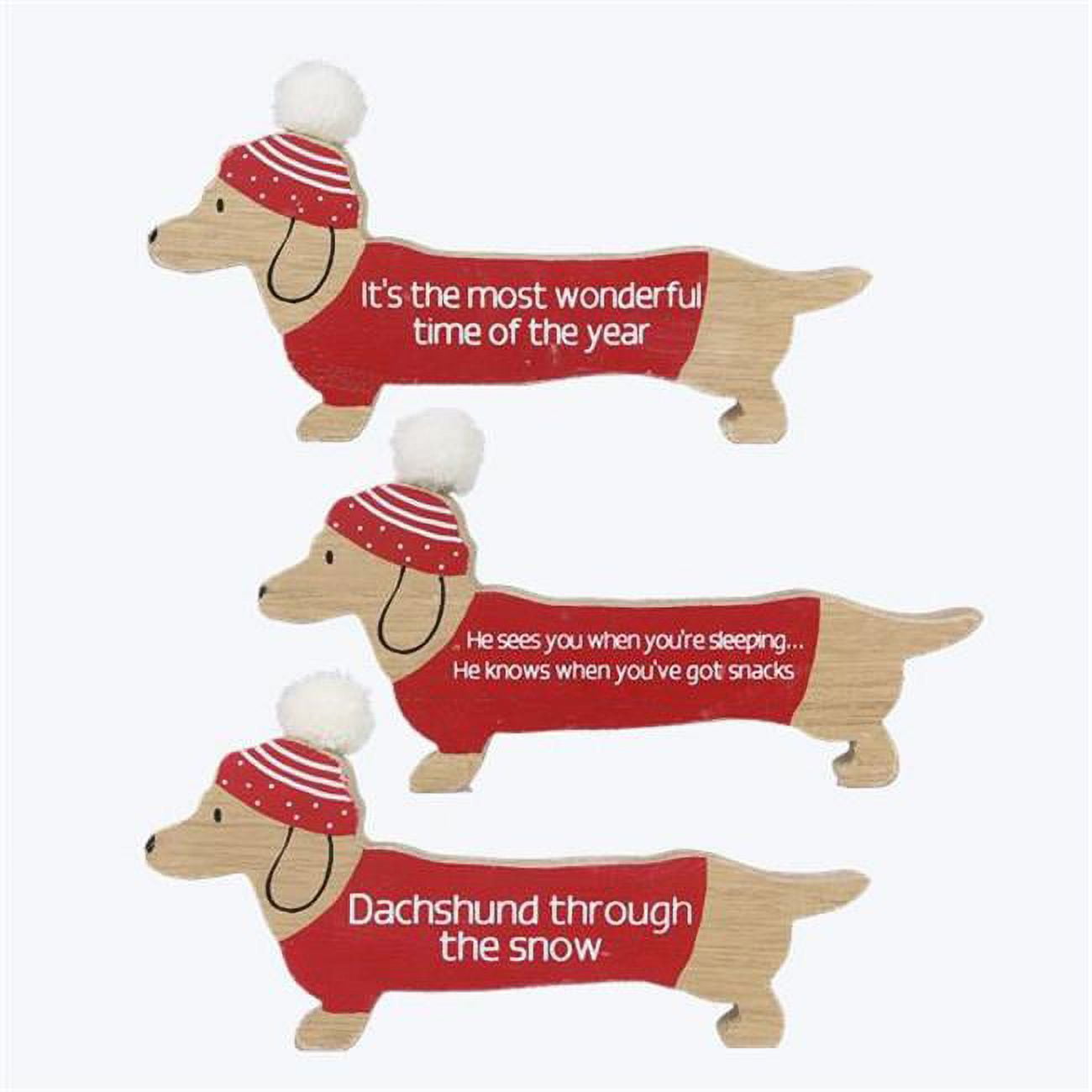 Youngs 92723 Wood Tabletop Dog Christmas Sign, Assorted Color - 3 Piece ...