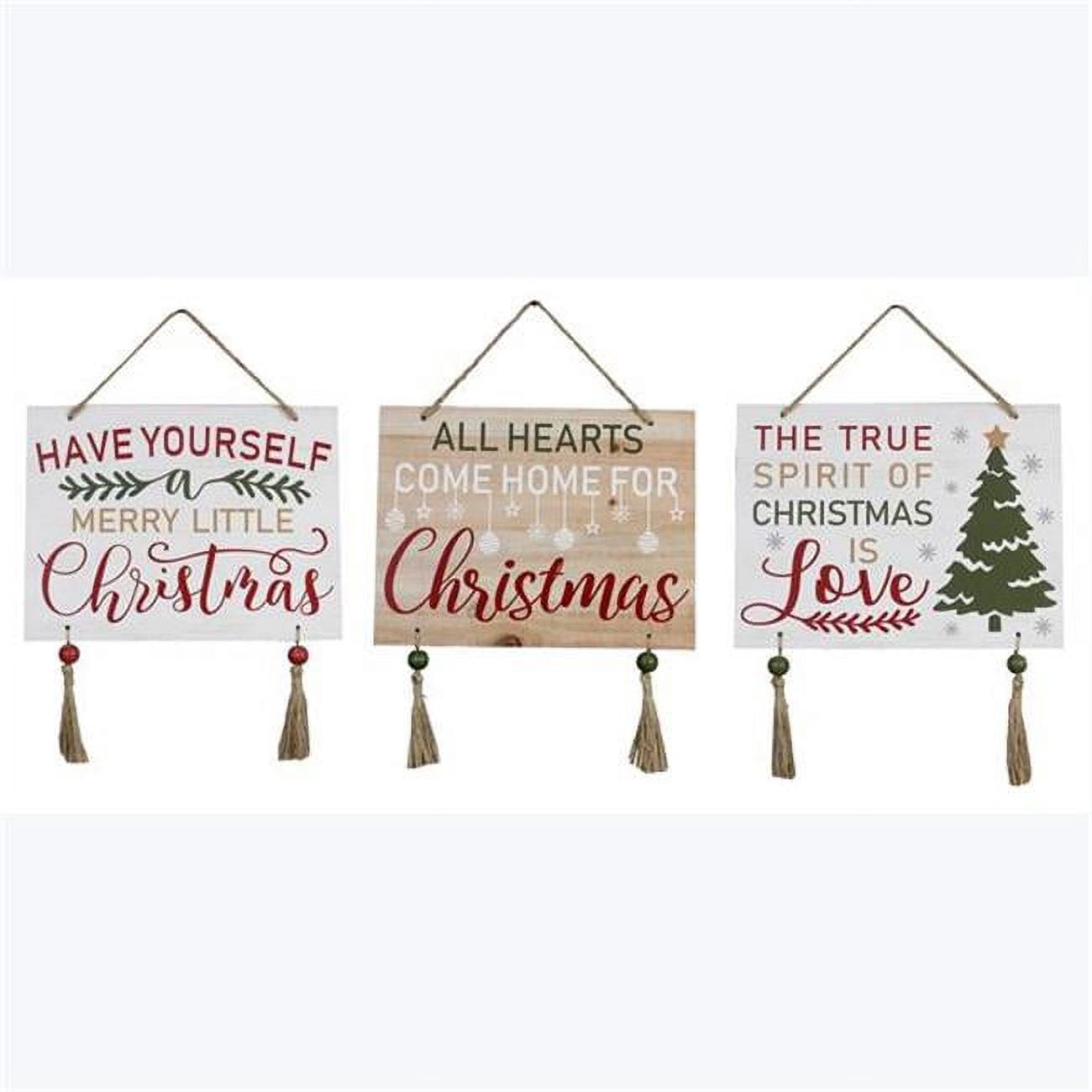 Youngs 92778 Wood Christmas Wall Sign with Tassel Accent, Assorted ...