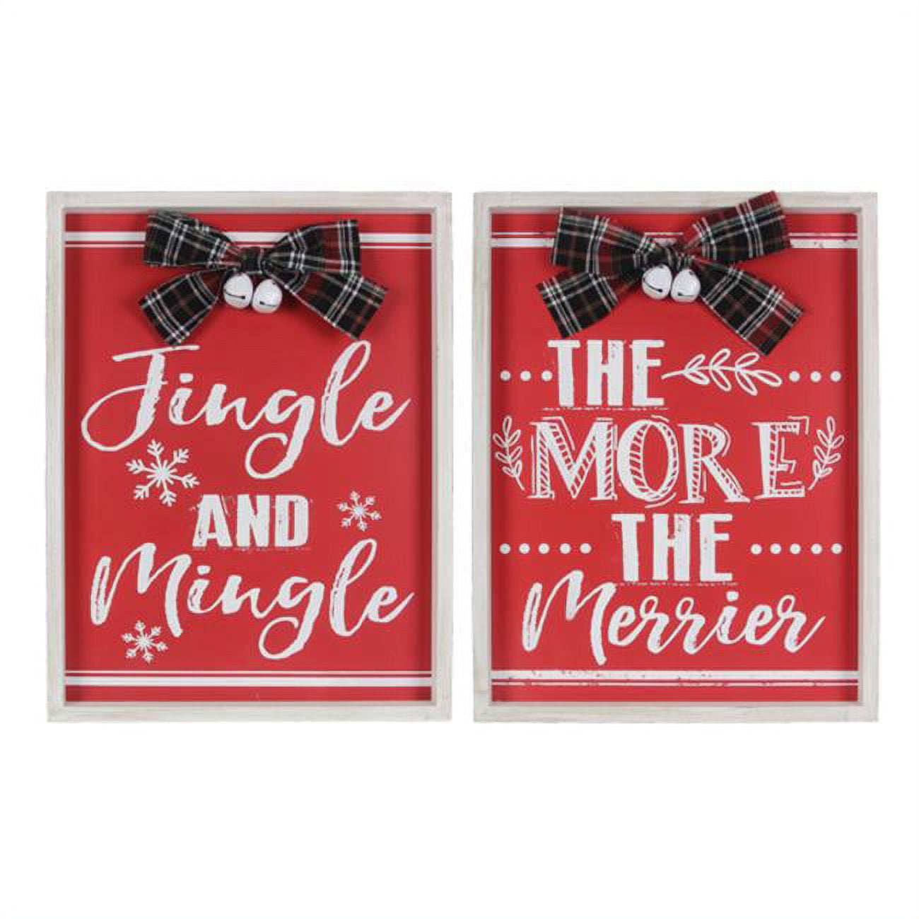 Youngs 99283 Wood Christmas Sign with Bells, Assorted Color - 2 Piece ...