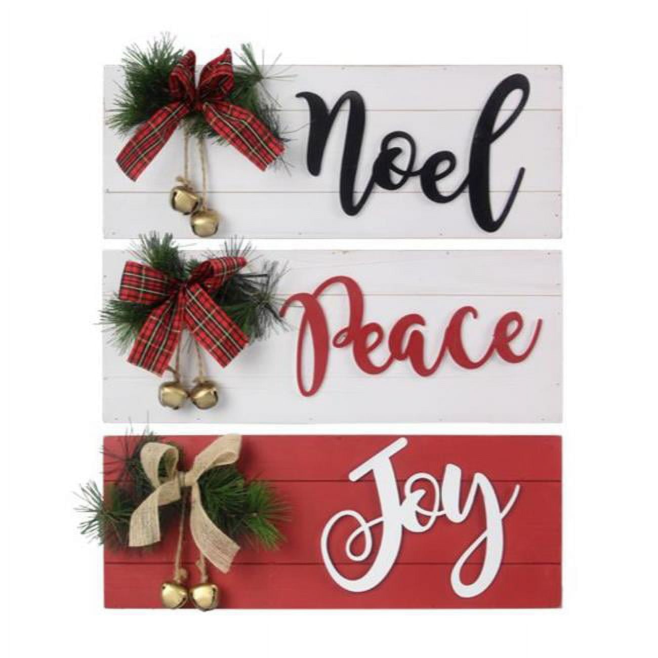 Youngs 99315 Wood Peace, Joy & Noel Sign, Assorted Color - 3 Piece ...