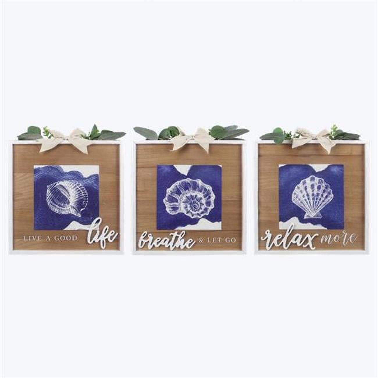 Youngs Wood Framed Blue & White Wall Sign with Artificial, Acrylic ...