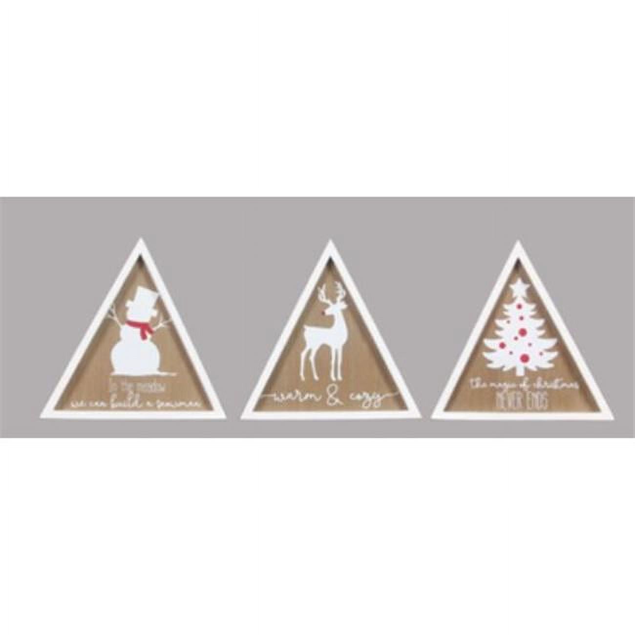 Youngs Wood Framed White Wash & Natural Wood Christmas Tree Shaped ...