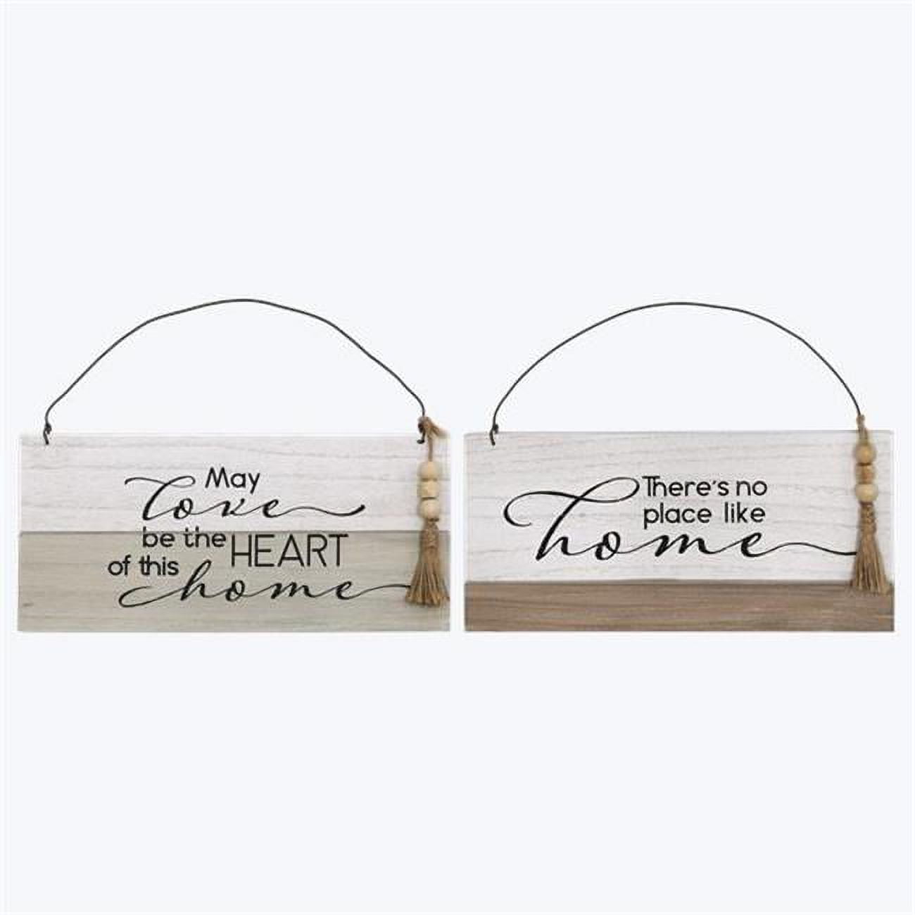 Youngs Wood Rustic Modern Wood Wall Sign with Blessing Beads & Tassel ...