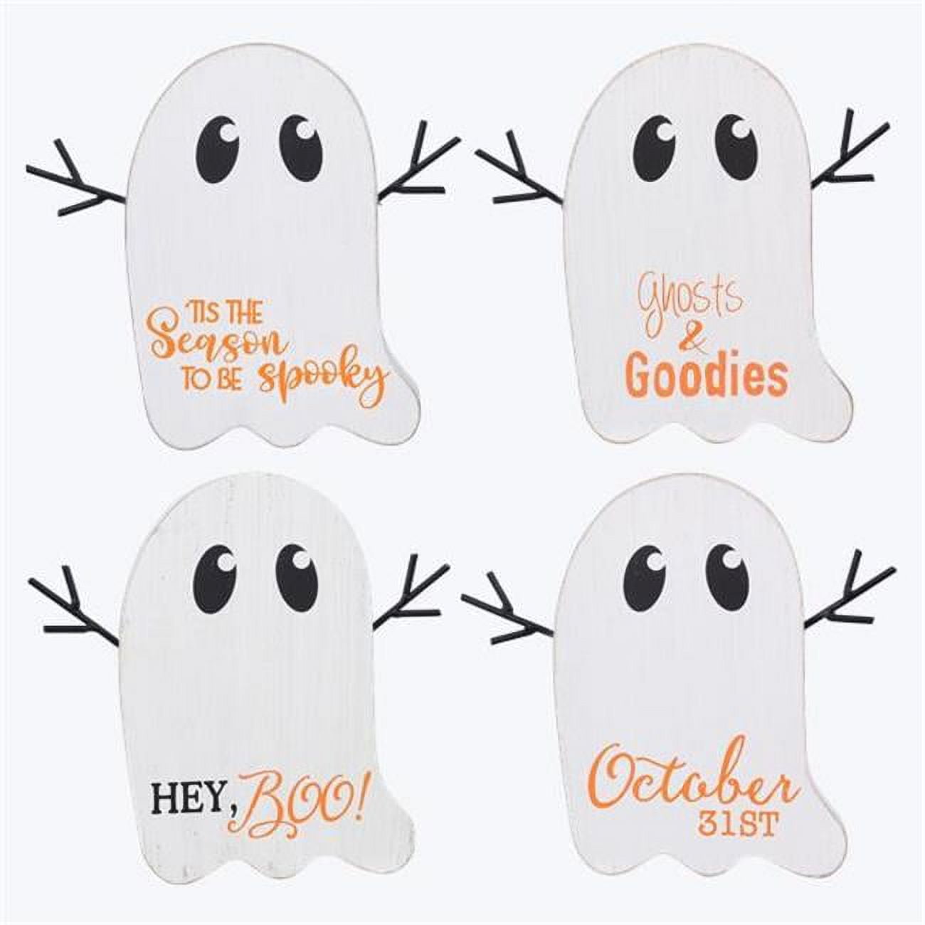 Youngs Wood Tabletop Friendly Ghost Halloween Sign, Assorted Color - 4 ...