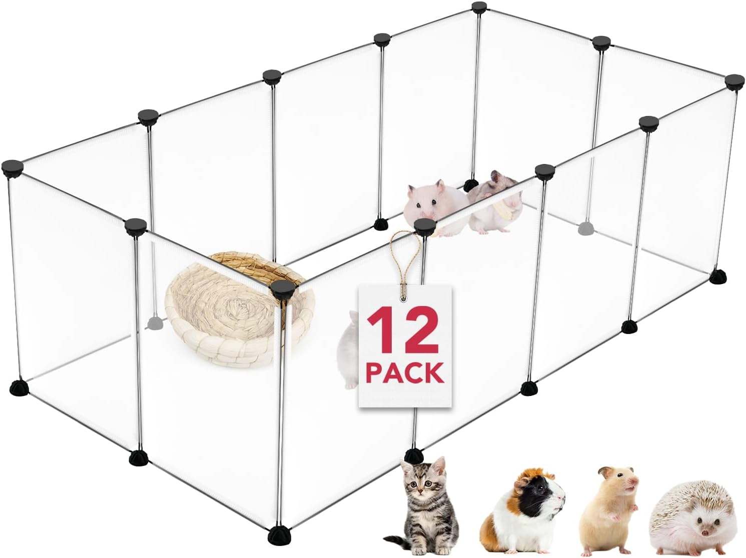 Youngshion 12 Panels Transparent Small Animals Playpen 56" x 28" x 14 ...