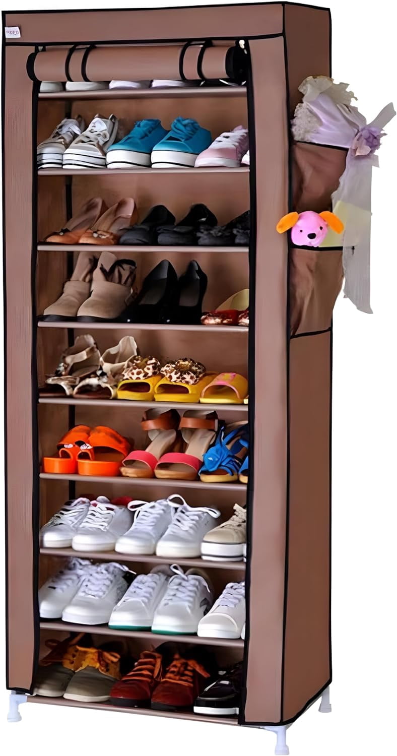 Youngshion 9 Tier Free Standing Shoe Rack with Dustproof Cover Shoe ...