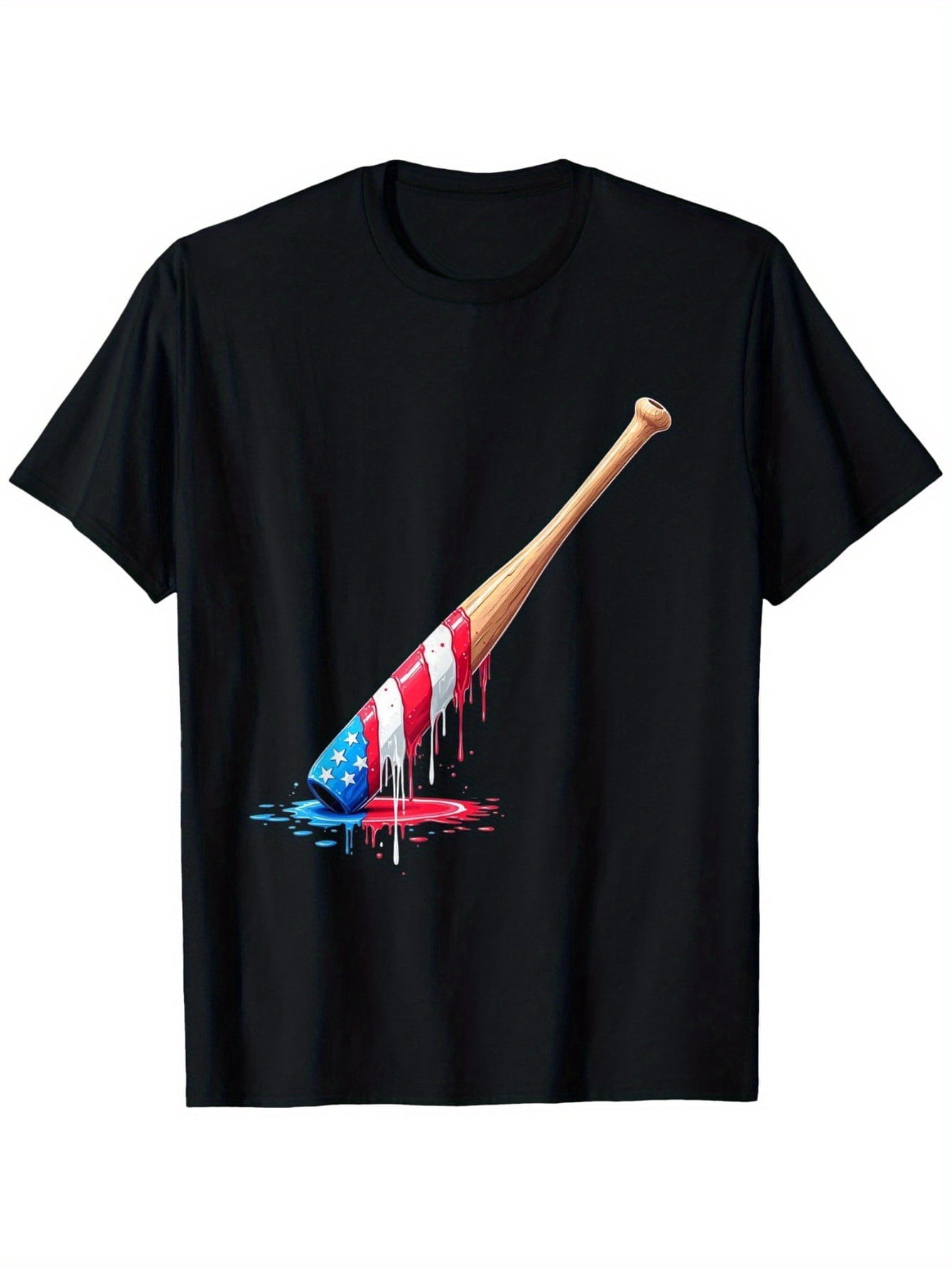 Youngsters' Patriotic Baseball Bat Graphic T-Shirt - USA Flag Design ...