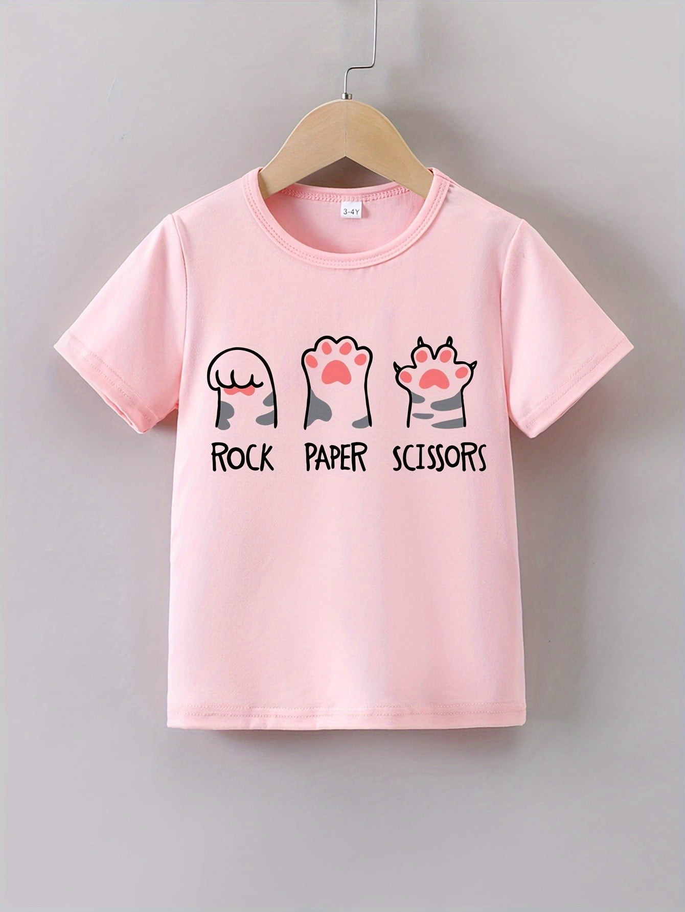 Youngsters' Summer Cartoon "Cat Paw" Print T-Shirt - Soft Cotton ...