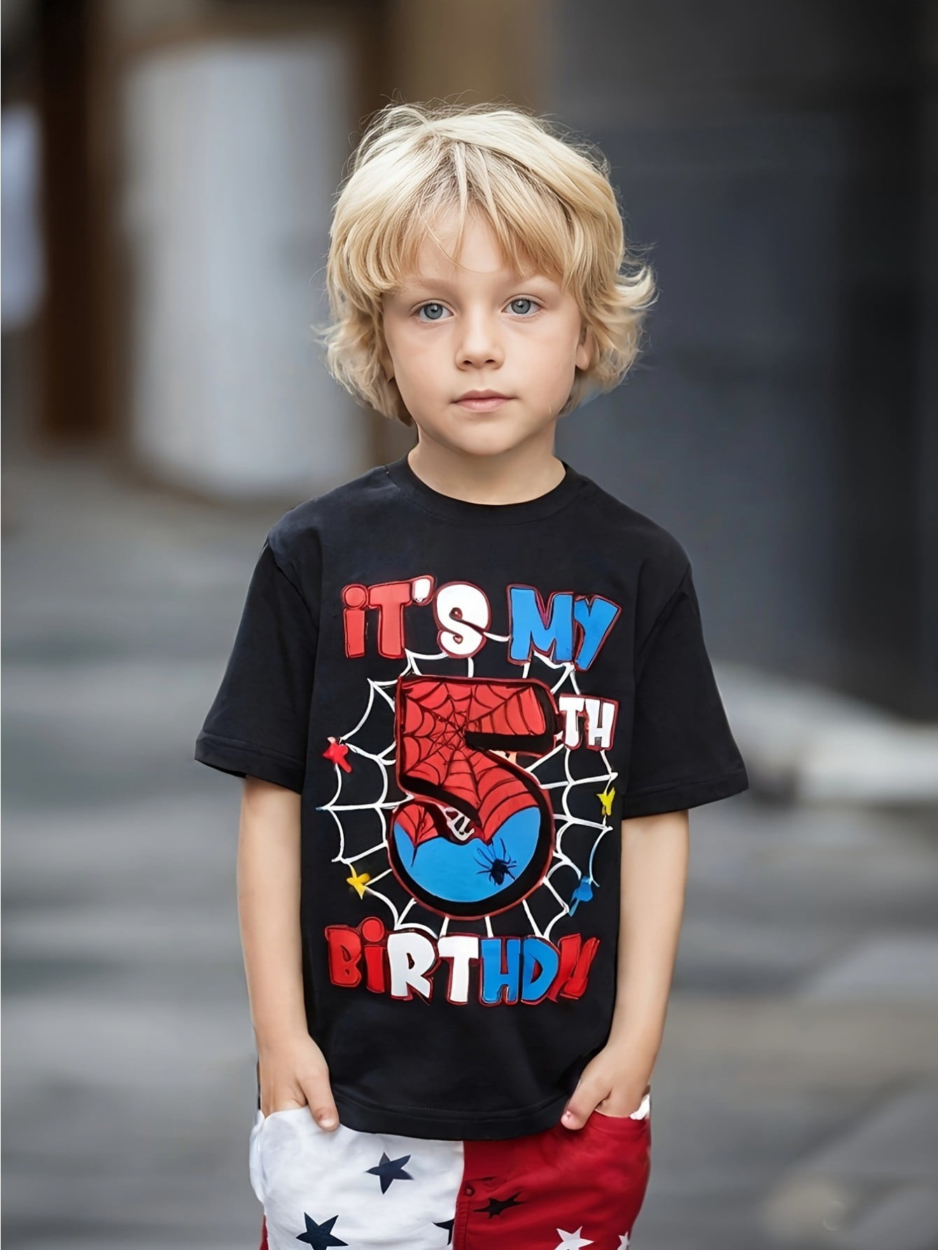 Youngsters's 3D Spider Web Birthday T-shirt - Black, Comfortable Casual ...