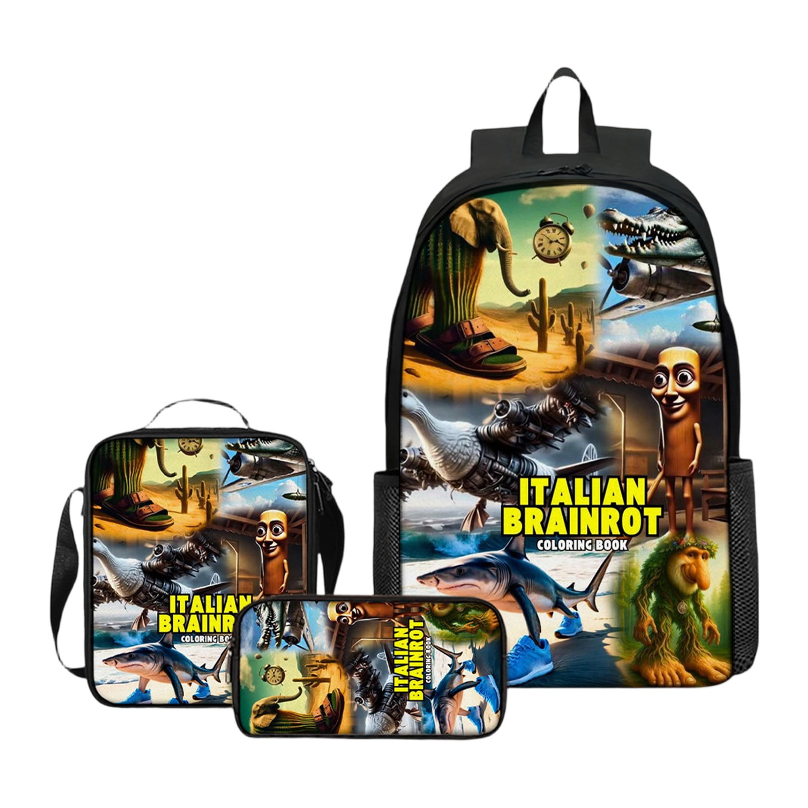 YoupWaven 3Pcs Italian Brainrot Backpacks, 16.5" Italian Brainrot ...