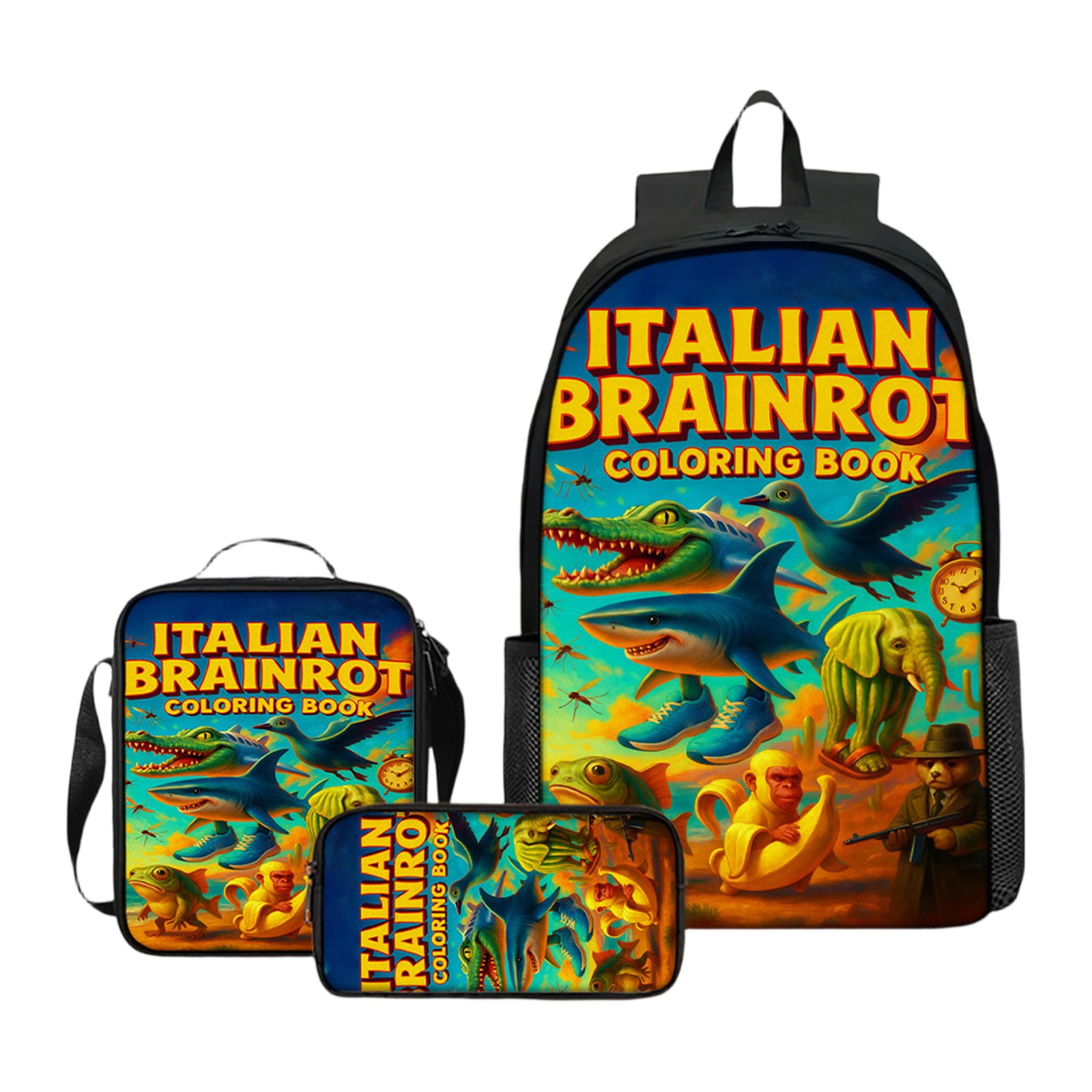 YoupWaven 3Pcs Italian Brainrot Backpacks, 16.5" Italian Brainrot ...