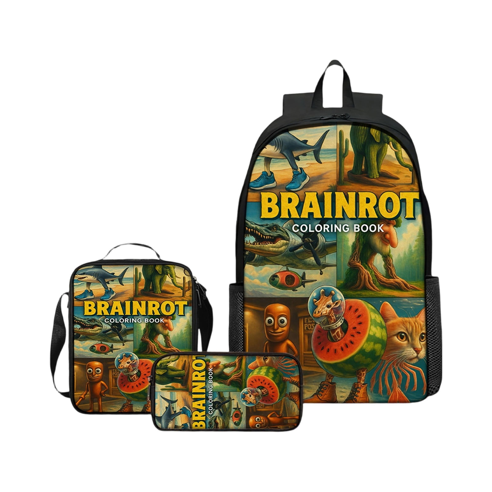 YoupWaven 3Pcs Italian Brainrot Large Backpacks, 16.5" Italian Brainrot ...