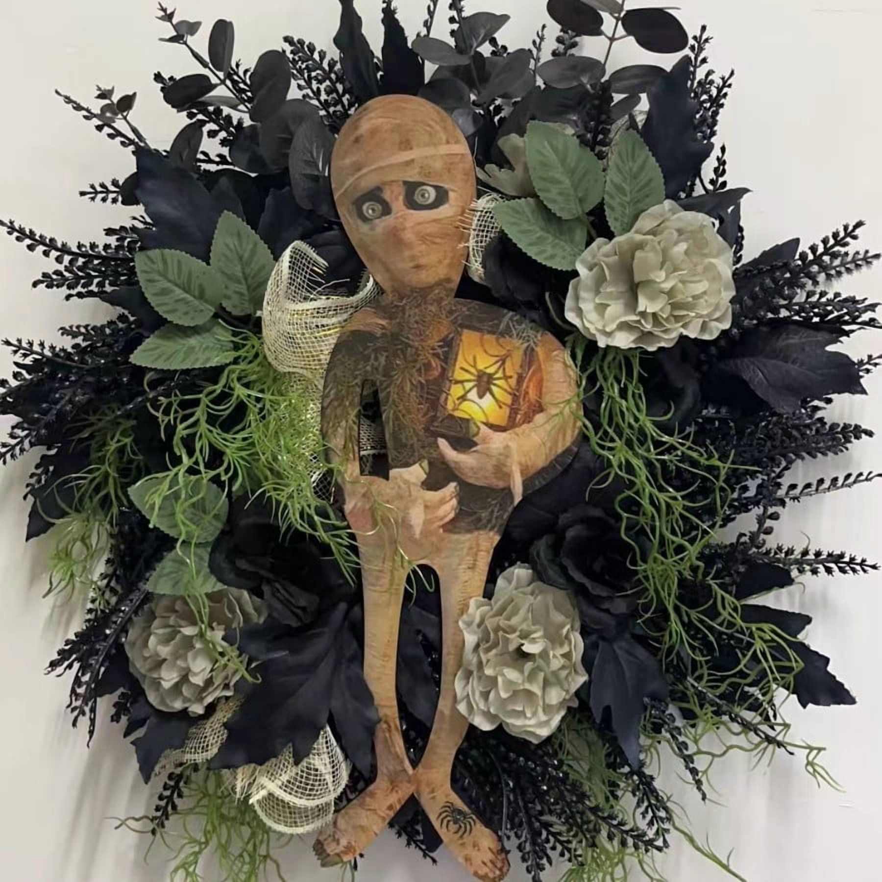 YoupWaven Halloween Scary Mummy Welcome Wreaths Sign, Mummy Halloween ...
