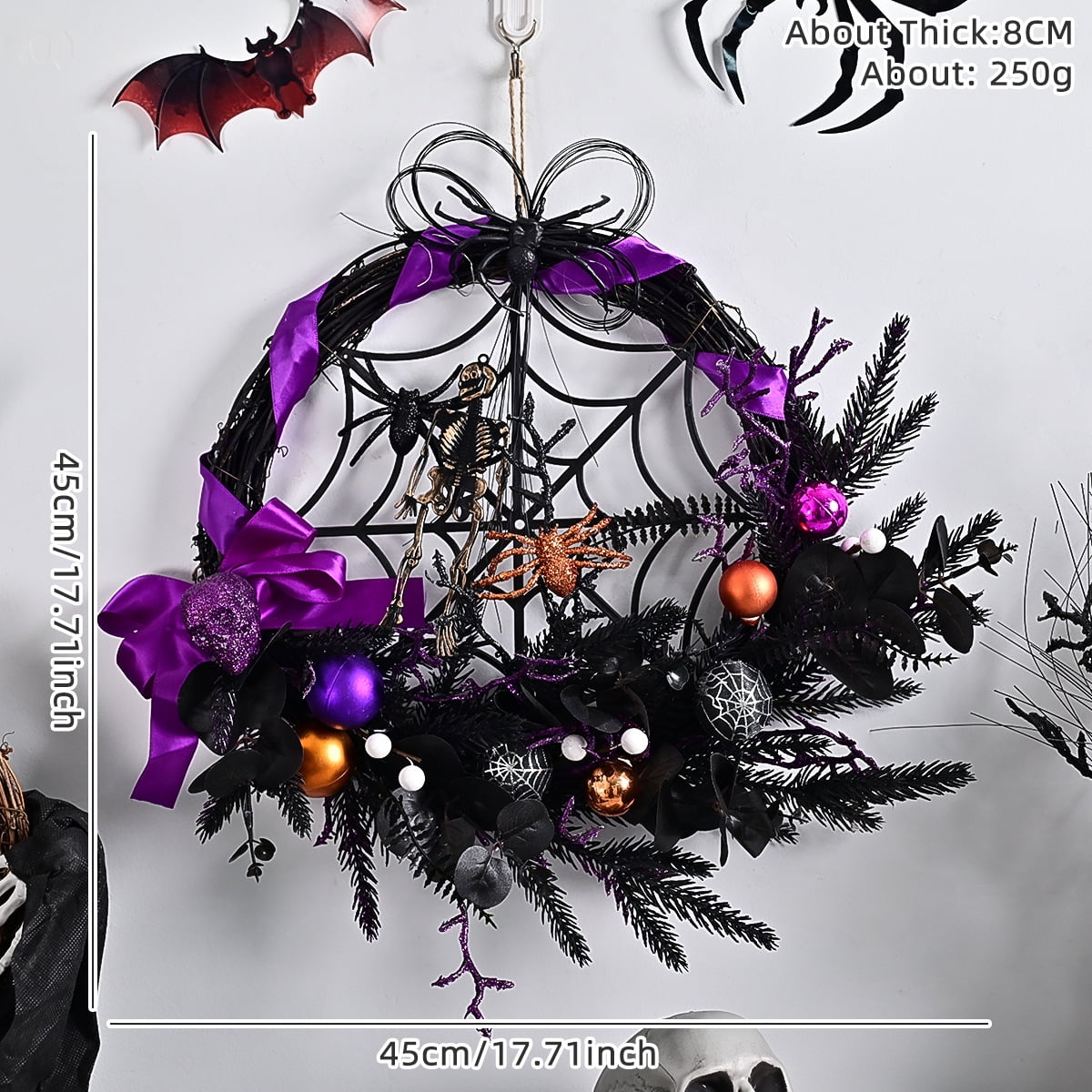 YoupWaven Halloween Skeleton Wreaths - Skull and Spider Decor ...