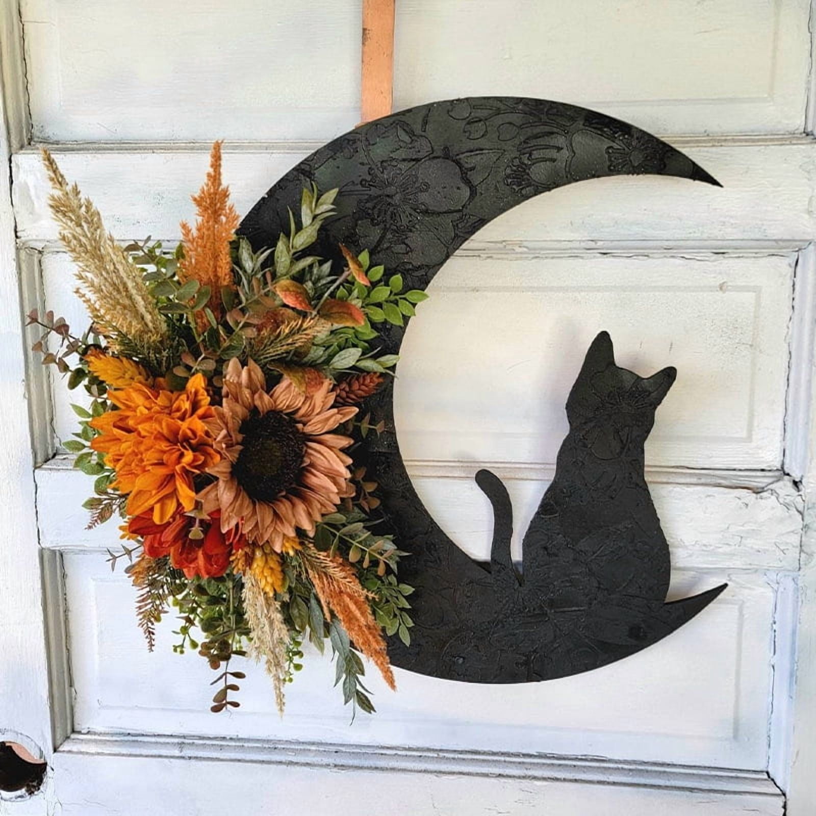YoupWaven Halloween Wreaths for Front Door, Witch Wreath Pendant ...