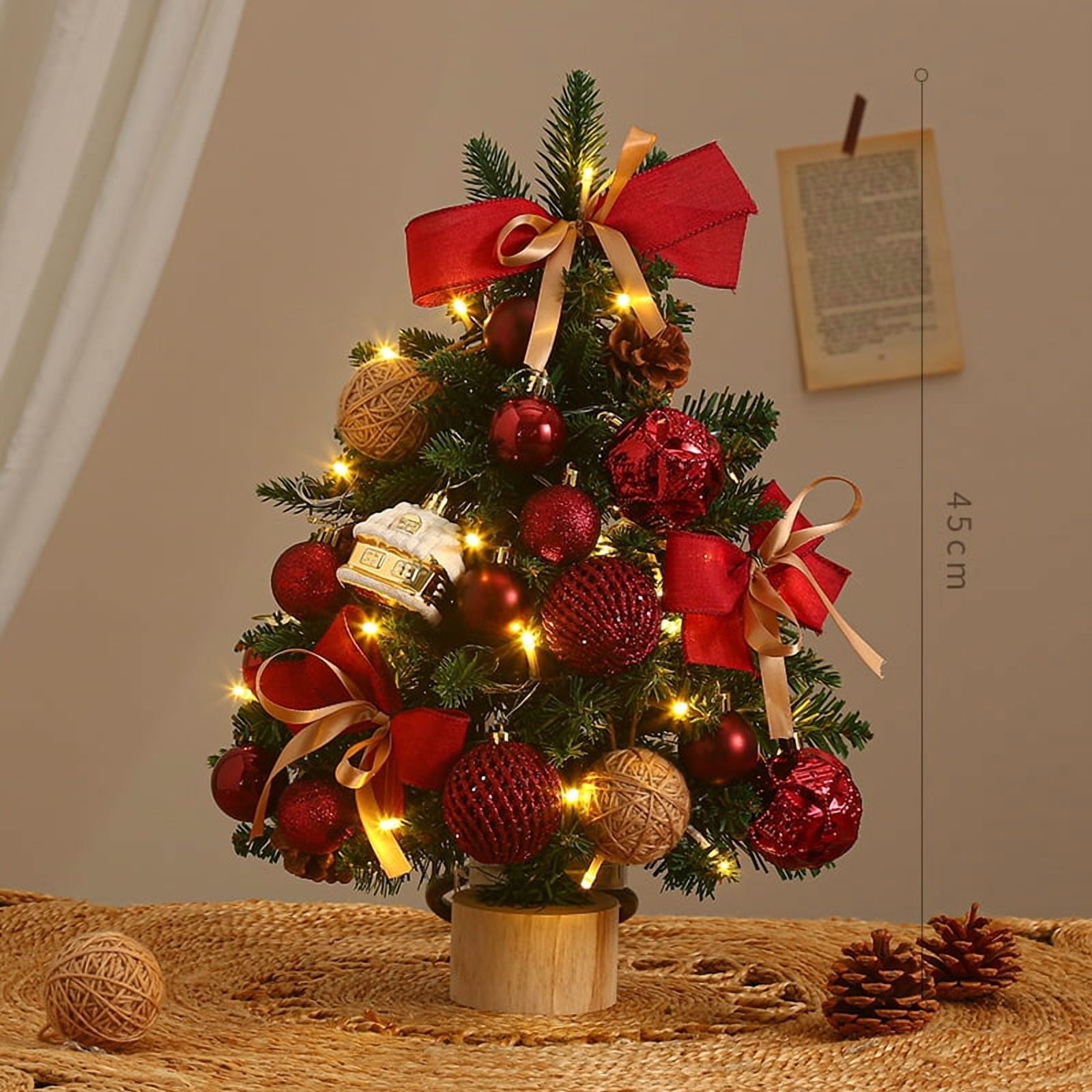 YoupWaven Tabletop Mini Christmas Tree with Lights, PE Artificial ...