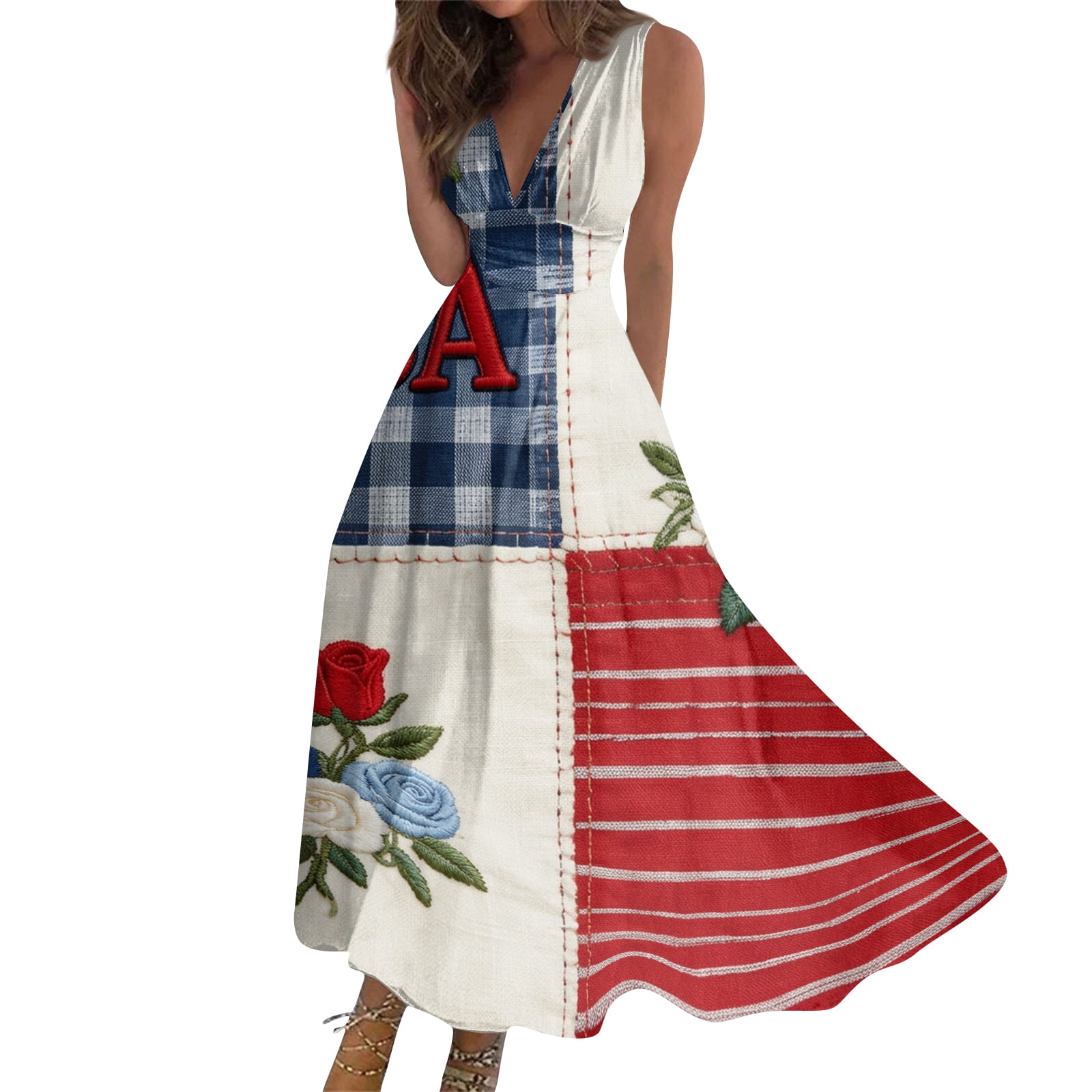 Youpwaven 250th Anniversary USA Women's Dress, Patriotic Independence ...