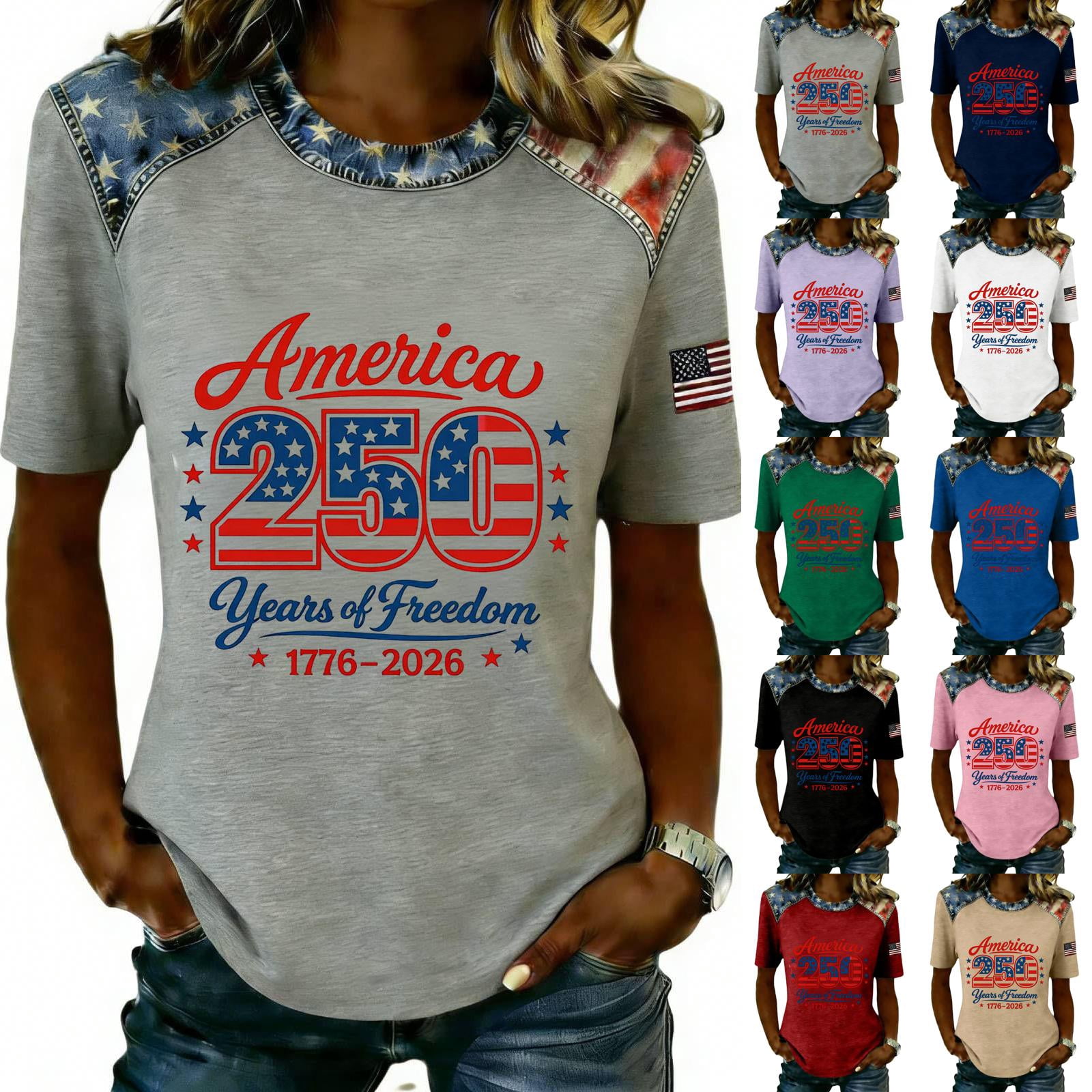 Youpwaven America 250 Years of Freedom Shirt, Women's 250th Anniversary ...