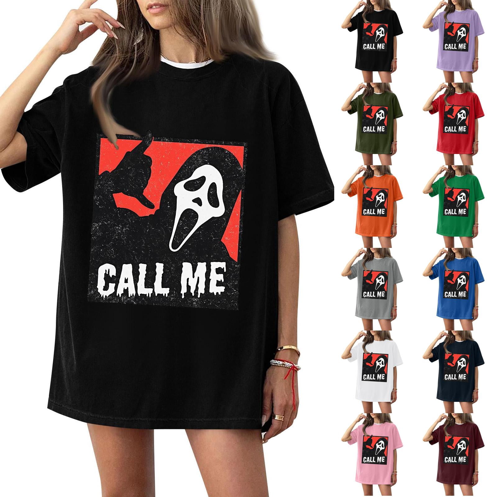 Youpwaven Ghostface Call Me Graphic T-Shirt, Unisex Horror Movie ...