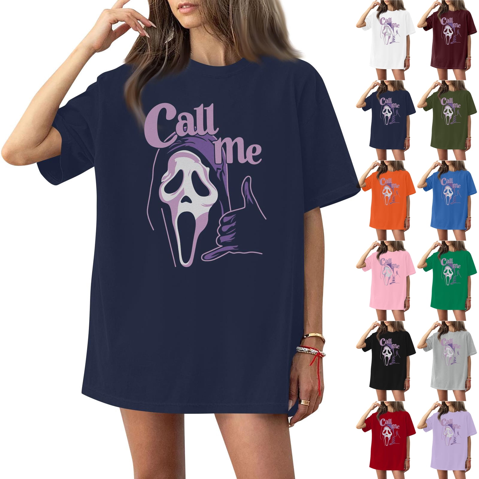Youpwaven Ghostface Women's T-Shirt, Retro Hand Gesture "Call Me ...