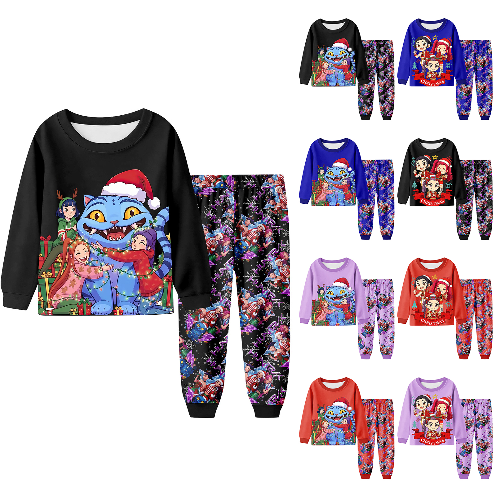 Youpwaven Gi’rls De~mon Singers Hu~nters Cartoon Christmas Pajamas for ...
