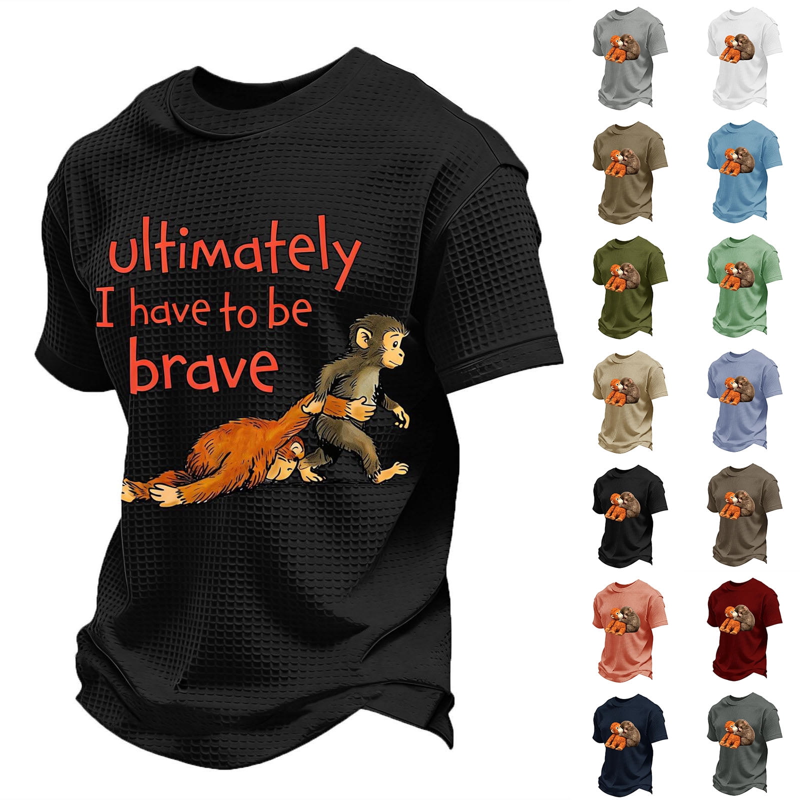 Youpwaven Punch the Monkey Men's Summer Waffle Graphic Tee, "Ultimately ...