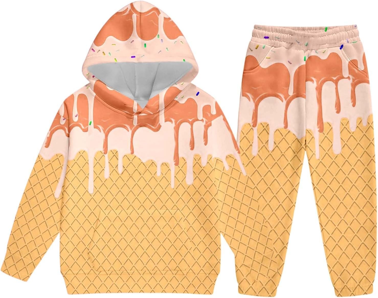 Youpwaven Unisex Ice Cream Sweatsuit 2 Piece Clothing Set Cute Preppy ...