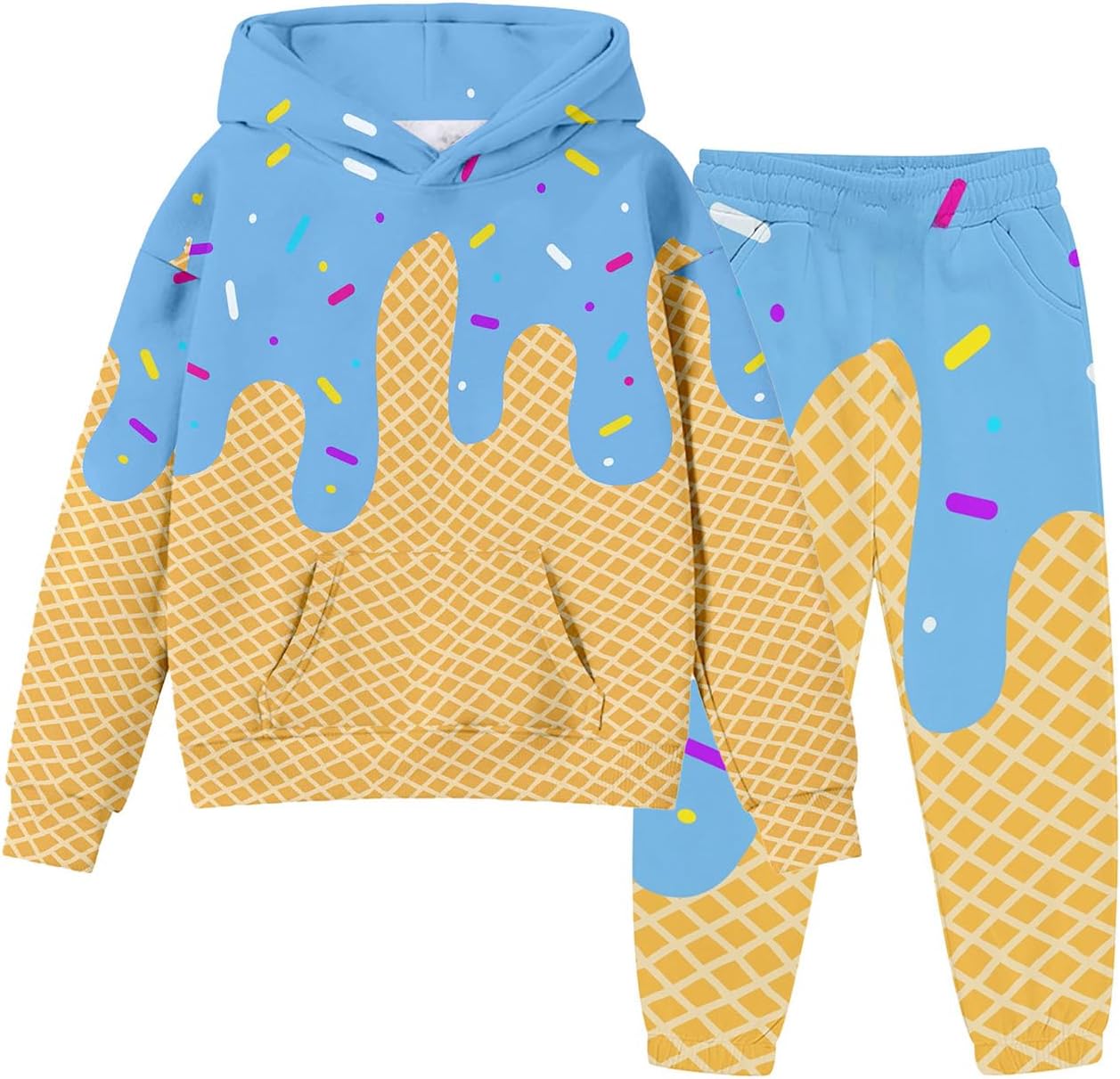 Youpwaven Unisex Ice Cream Sweatsuit 2 Piece Clothing Set Cute Preppy ...