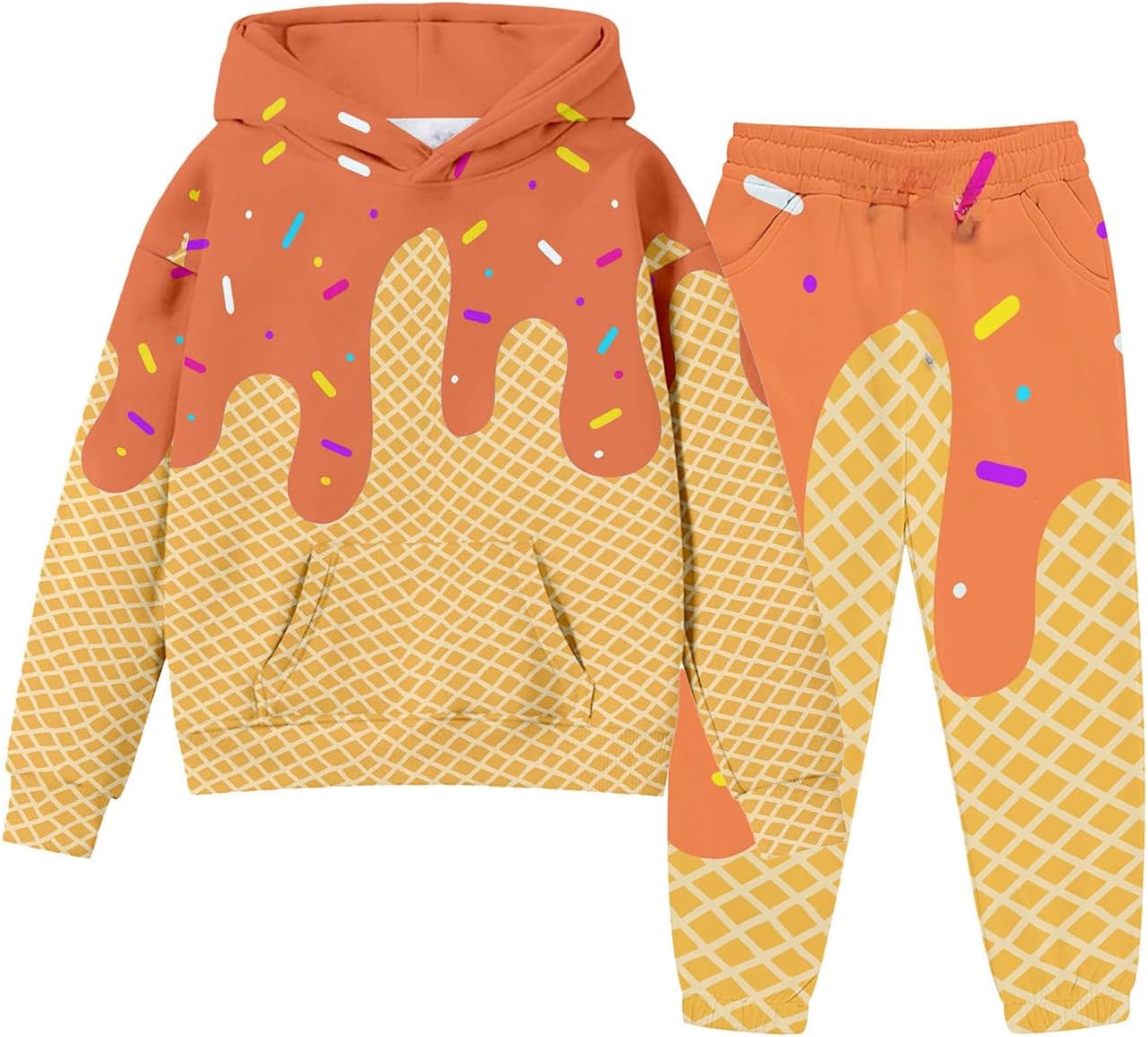 Youpwaven Unisex Ice Cream Sweatsuit 2 Piece Clothing Set Cute Preppy ...