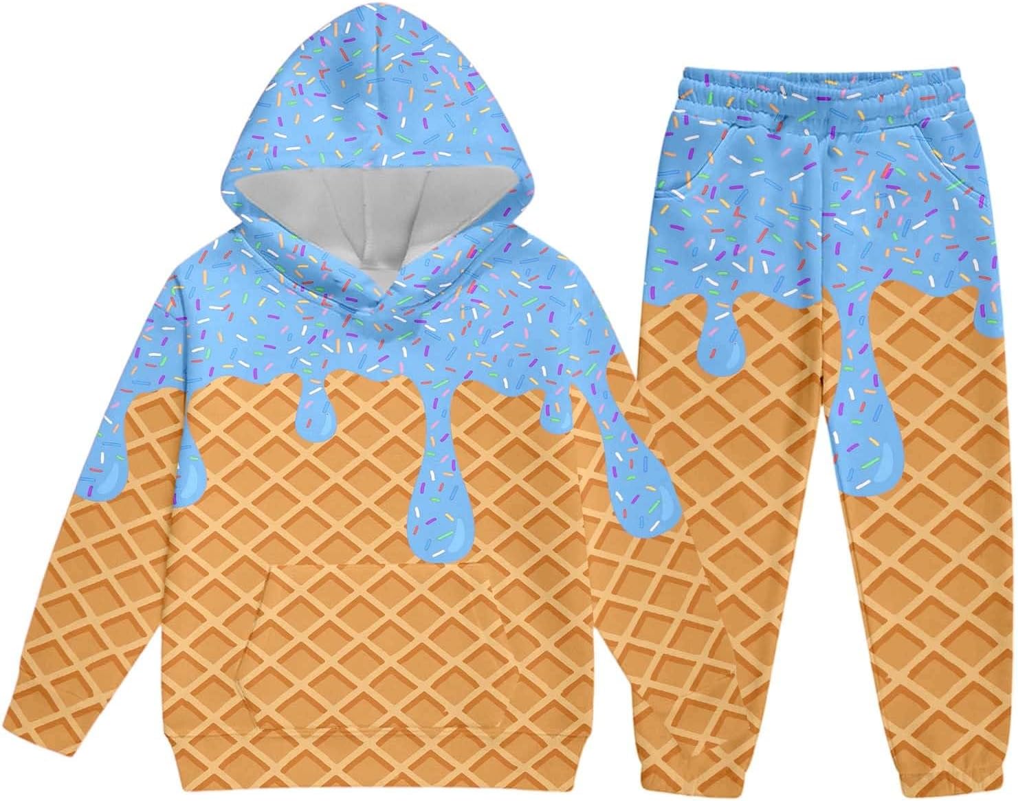 Youpwaven Unisex Ice Cream Sweatsuit 2 Piece Clothing Set Cute Preppy ...
