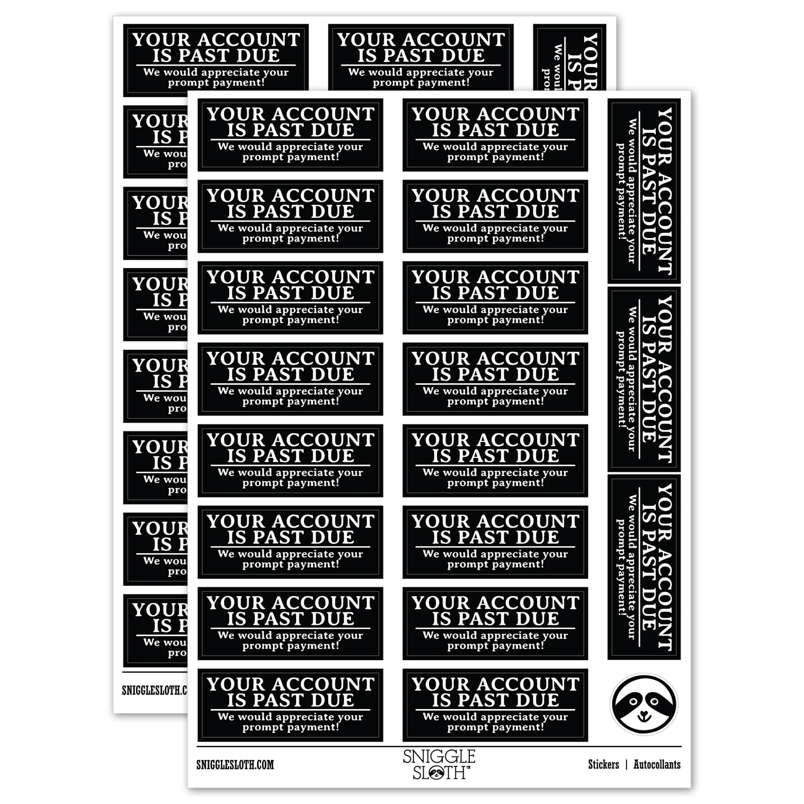 Your Account is Past Due Billing Payment Sticker Set - Black - Gloss ...