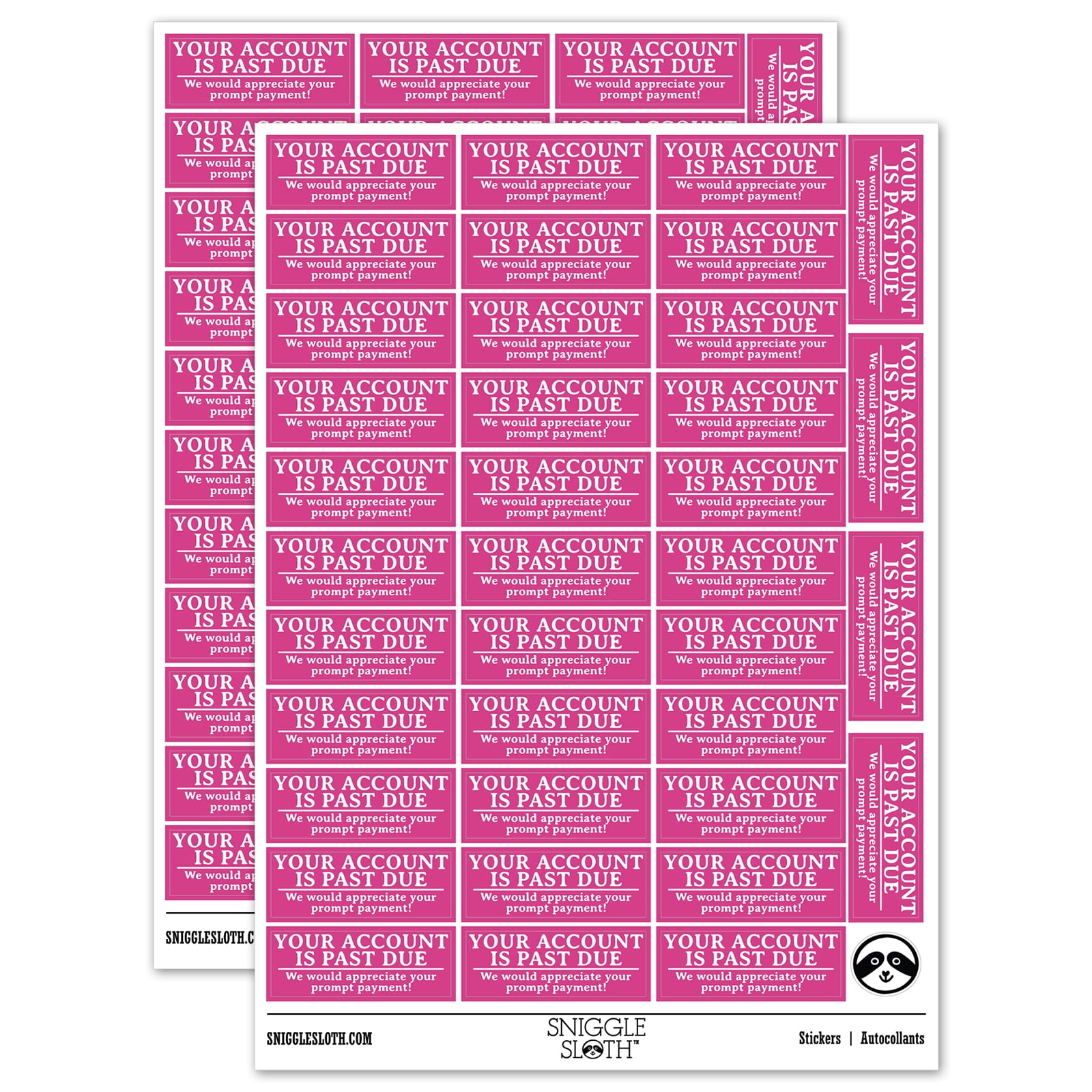 Your Account is Past Due Billing Payment Sticker Set - Hot Pink - Gloss ...