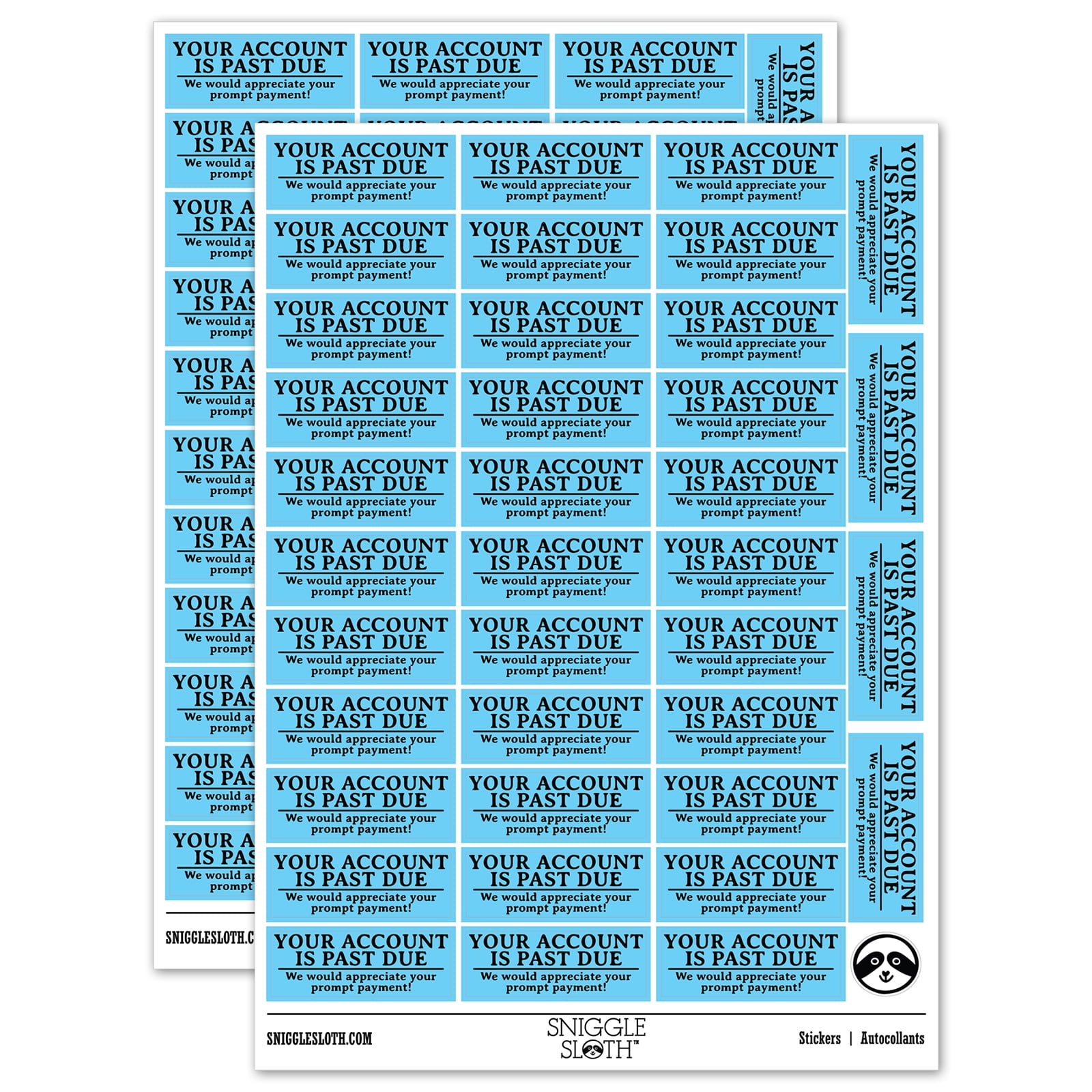 Your Account is Past Due Billing Payment Sticker Set - Light Blue ...