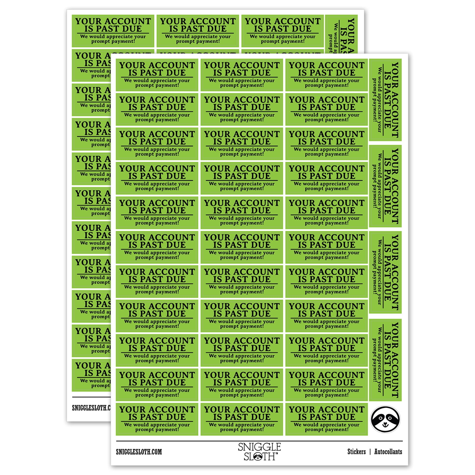 Your Account is Past Due Billing Payment Sticker Set - Light Green ...