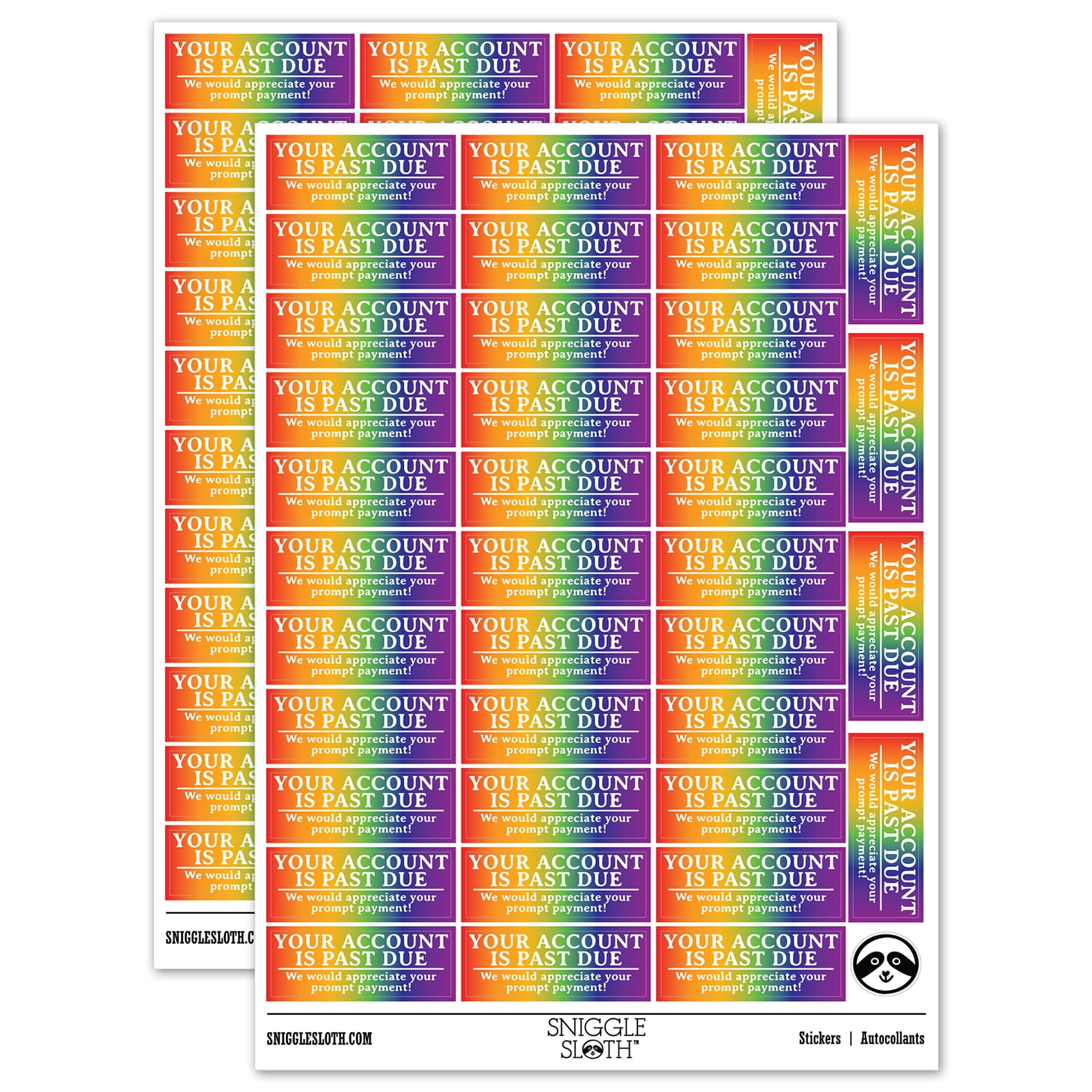 Your Account is Past Due Billing Payment Sticker Set - Rainbow - Gloss ...