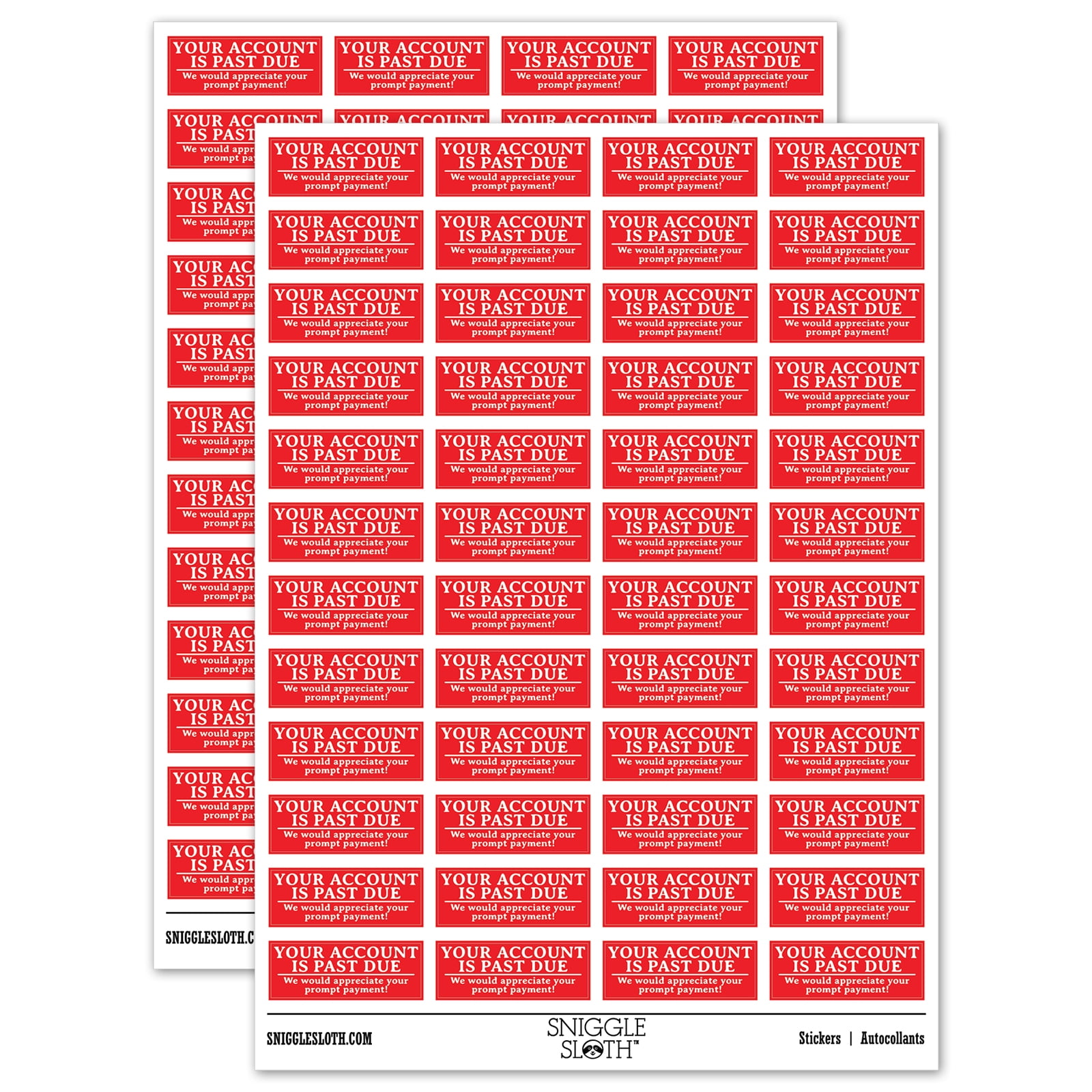 Your Account is Past Due Billing Payment Sticker Set - Red - Gloss ...