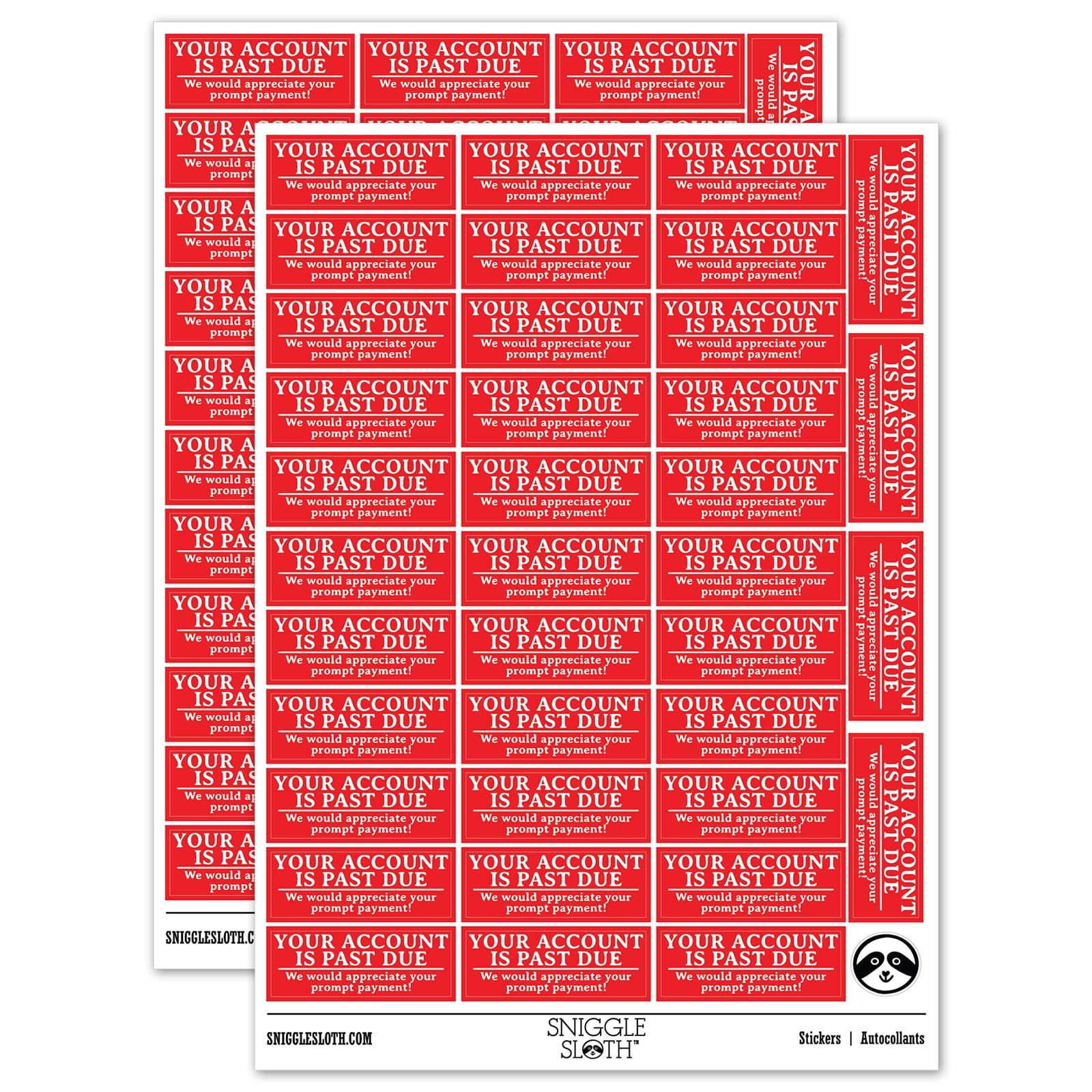 Your Account is Past Due Billing Payment Sticker Set - Red - Gloss ...