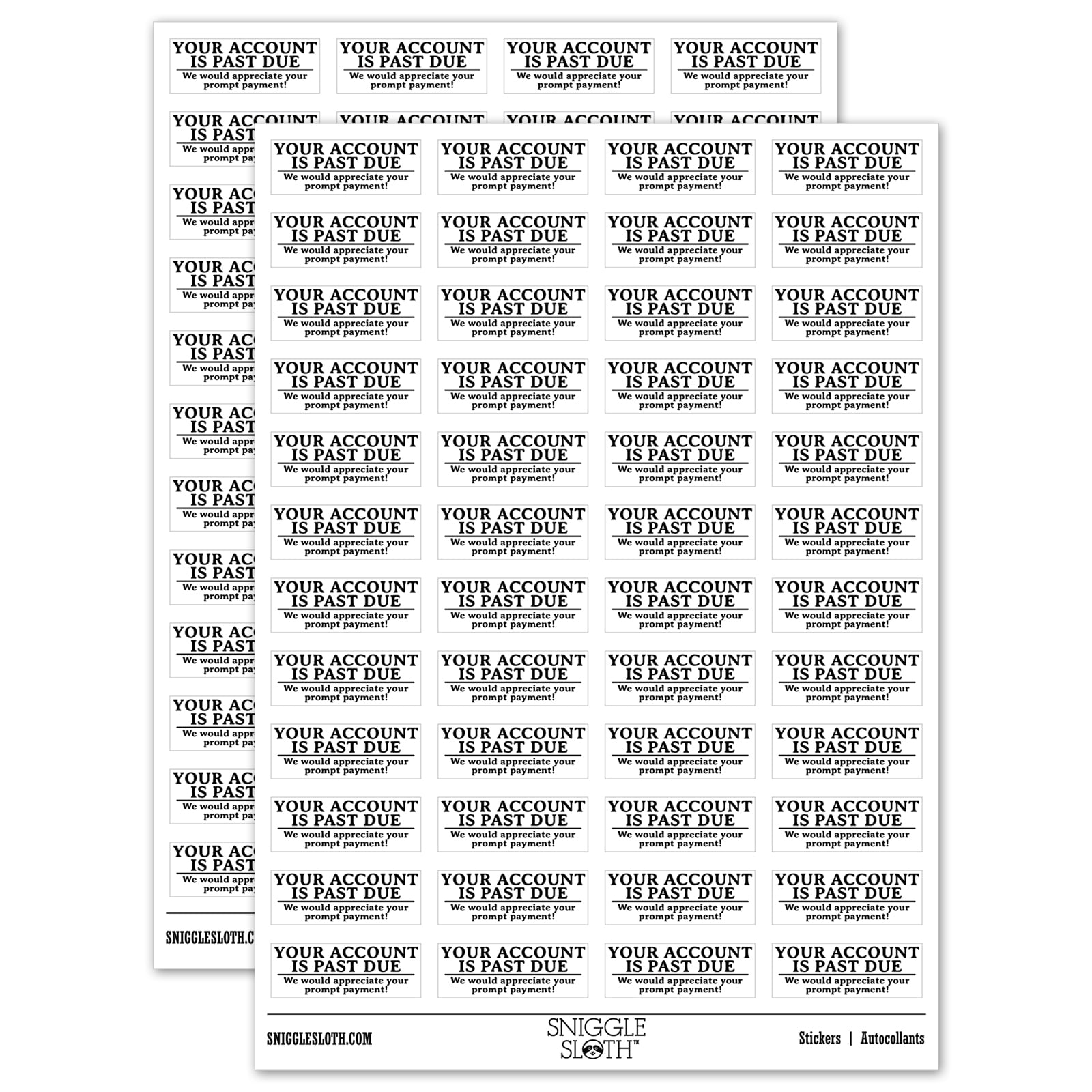 Your Account is Past Due Billing Payment Sticker Set - White - Gloss ...