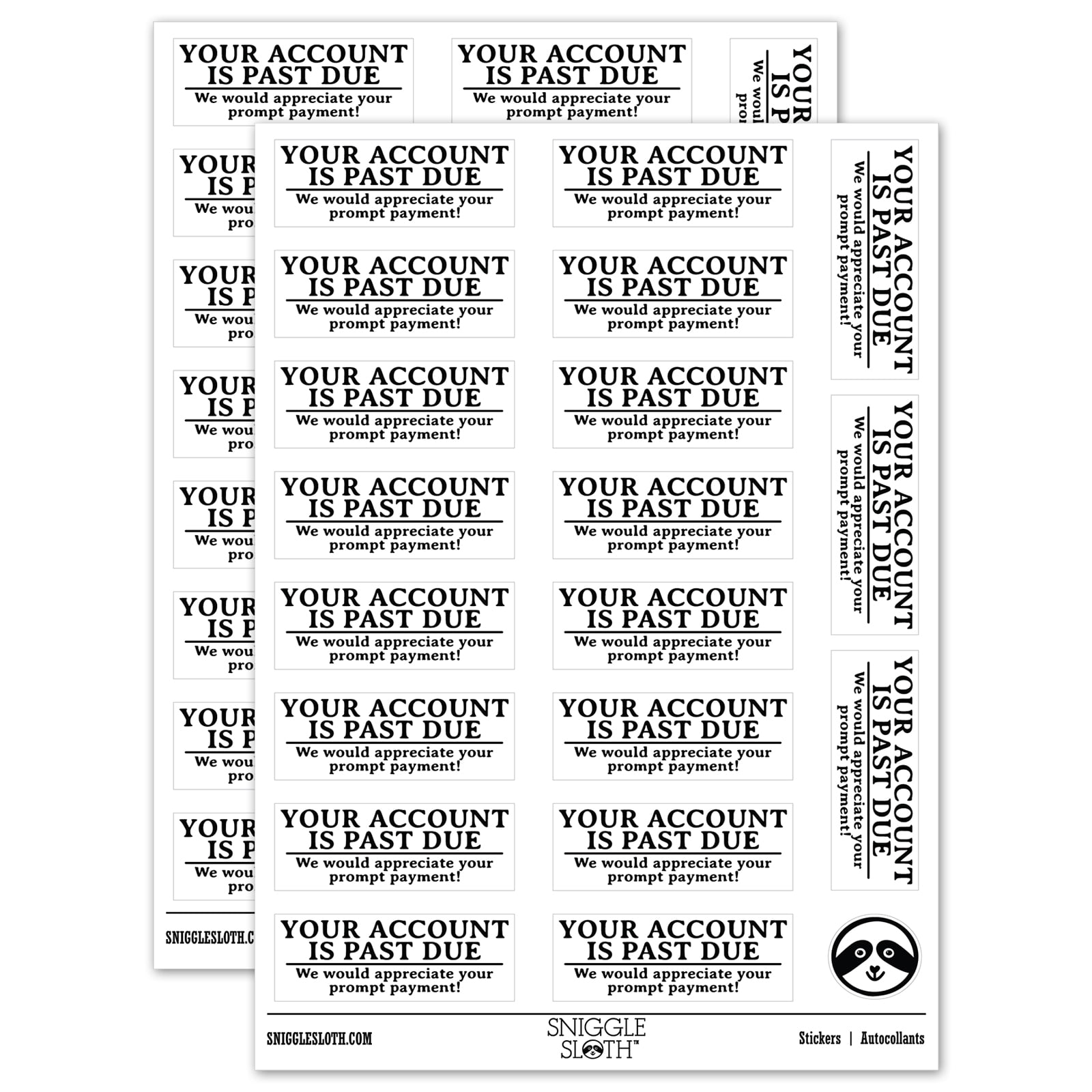 Your Account is Past Due Billing Payment Sticker Set - White - Gloss ...