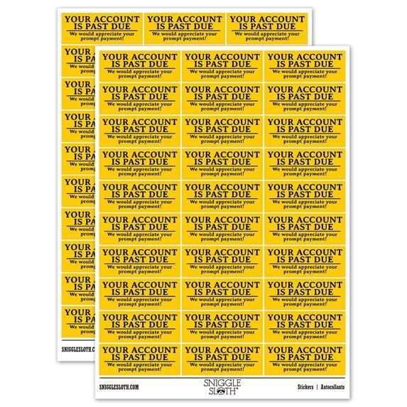 Your Account is Past Due Billing Payment Sticker Set - Yellow - Gloss ...