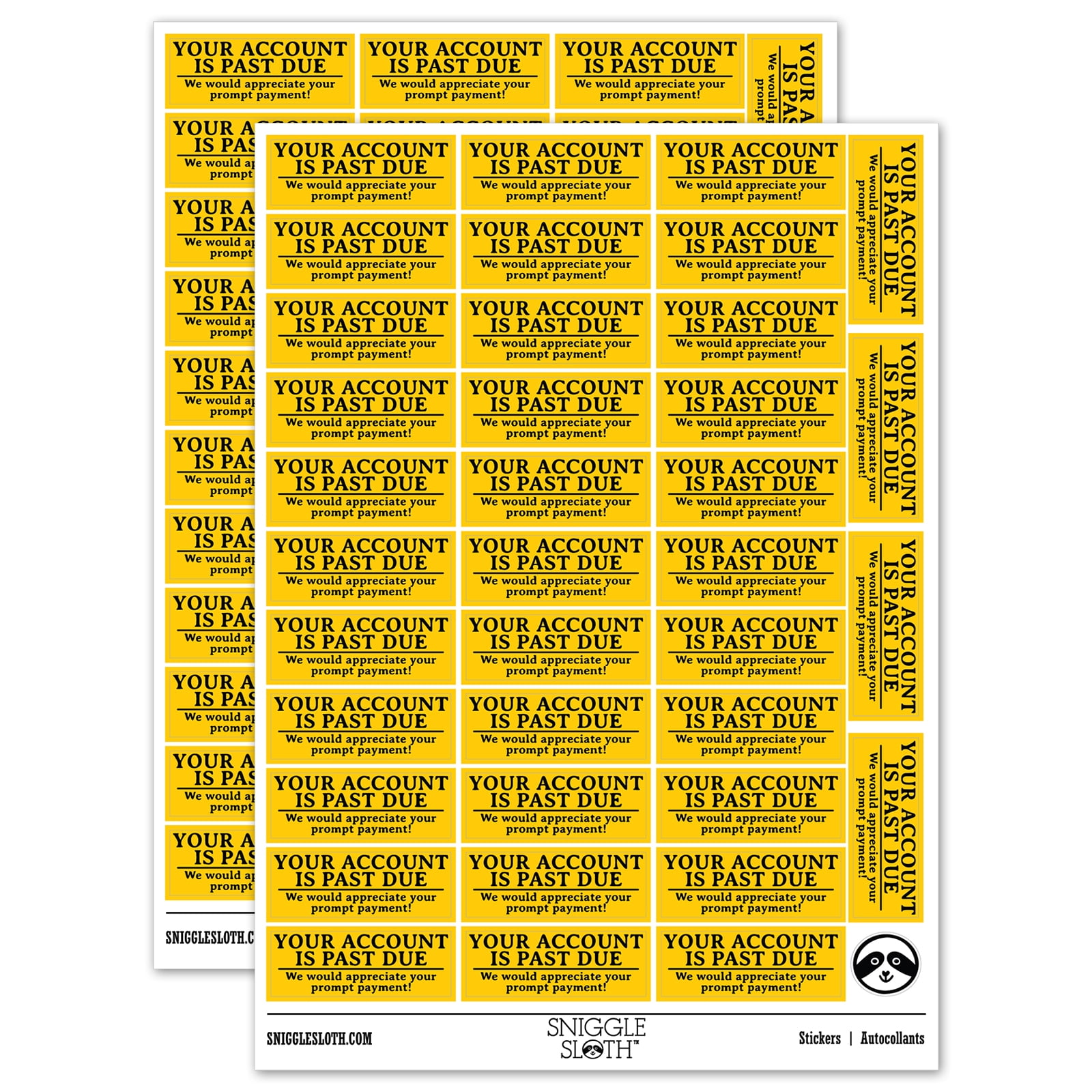 Your Account is Past Due Billing Payment Sticker Set - Yellow - Matte ...