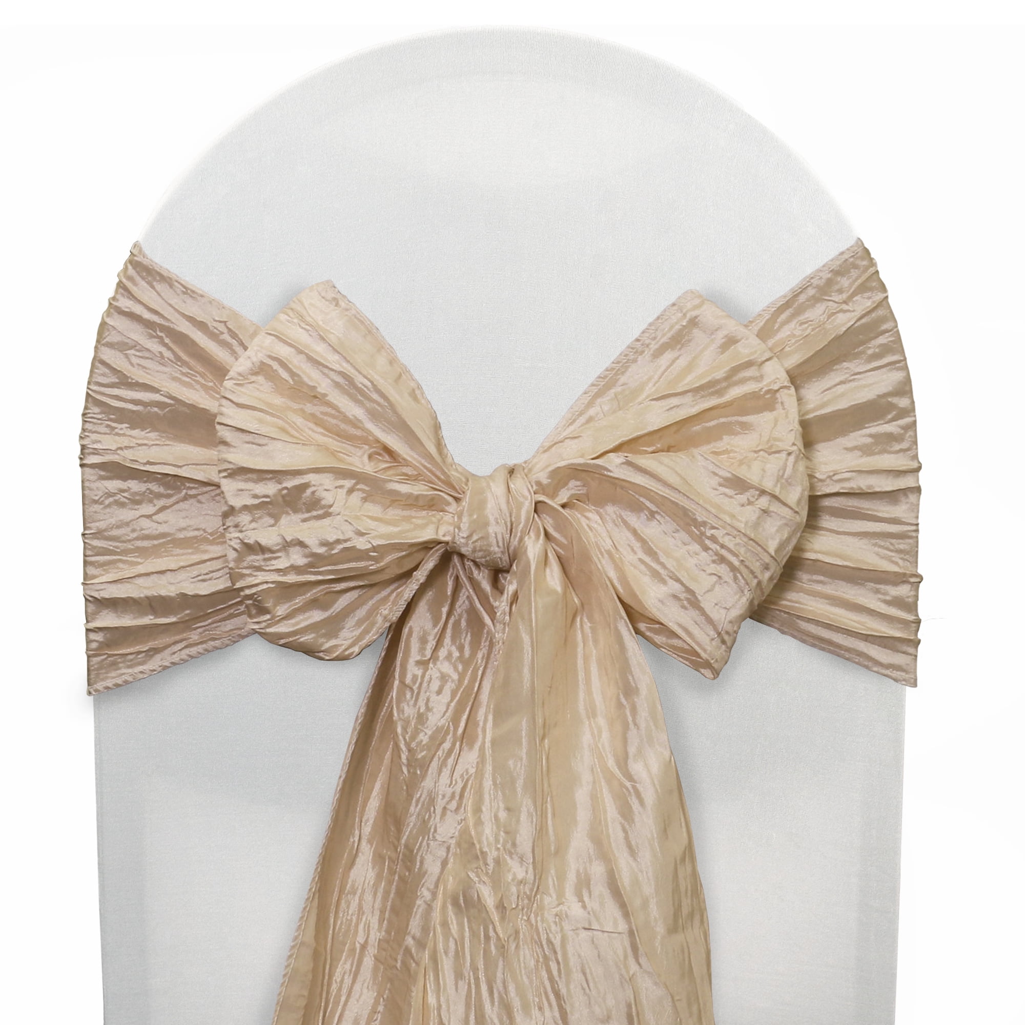 Your Chair Covers, Champagne Crinkle Taffeta Chair Sashes, 10 Pack ...