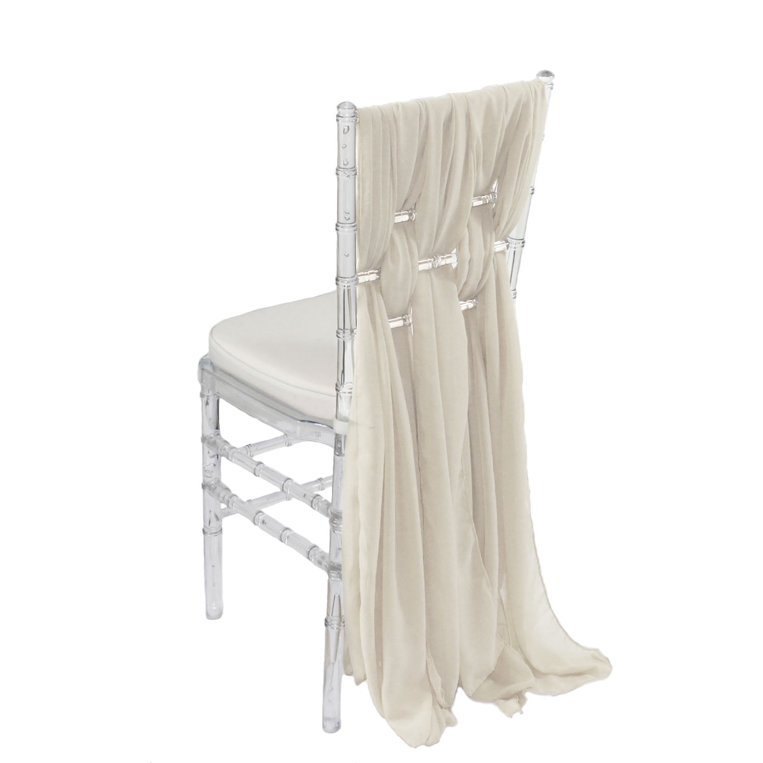 Your Chair Covers - 5 Pack 6 Ft Chiffon Chiavari Chair Sashes Ivory ...