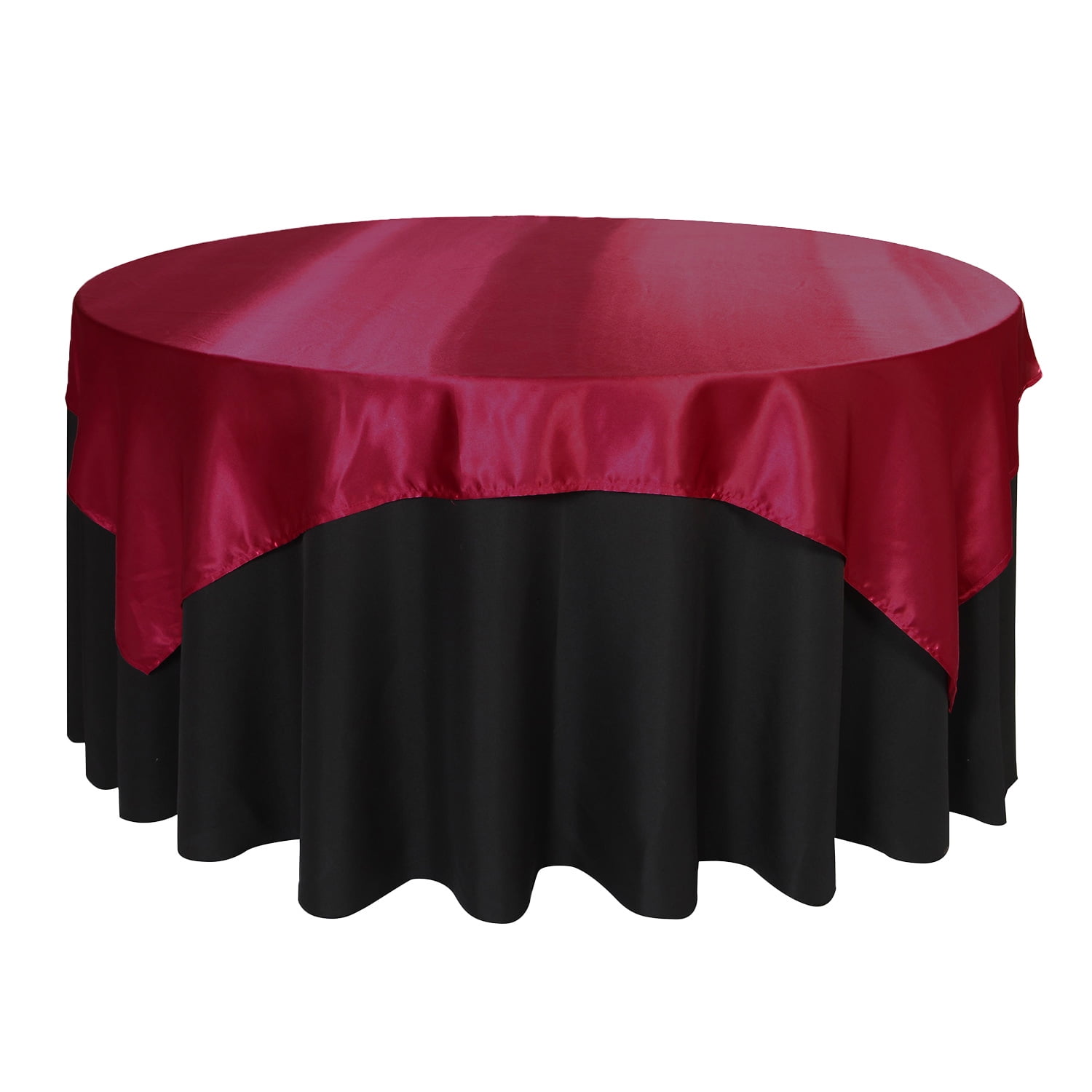 Your Chair Covers - 72 Inch Square Satin Table Overlay Dark Red ...